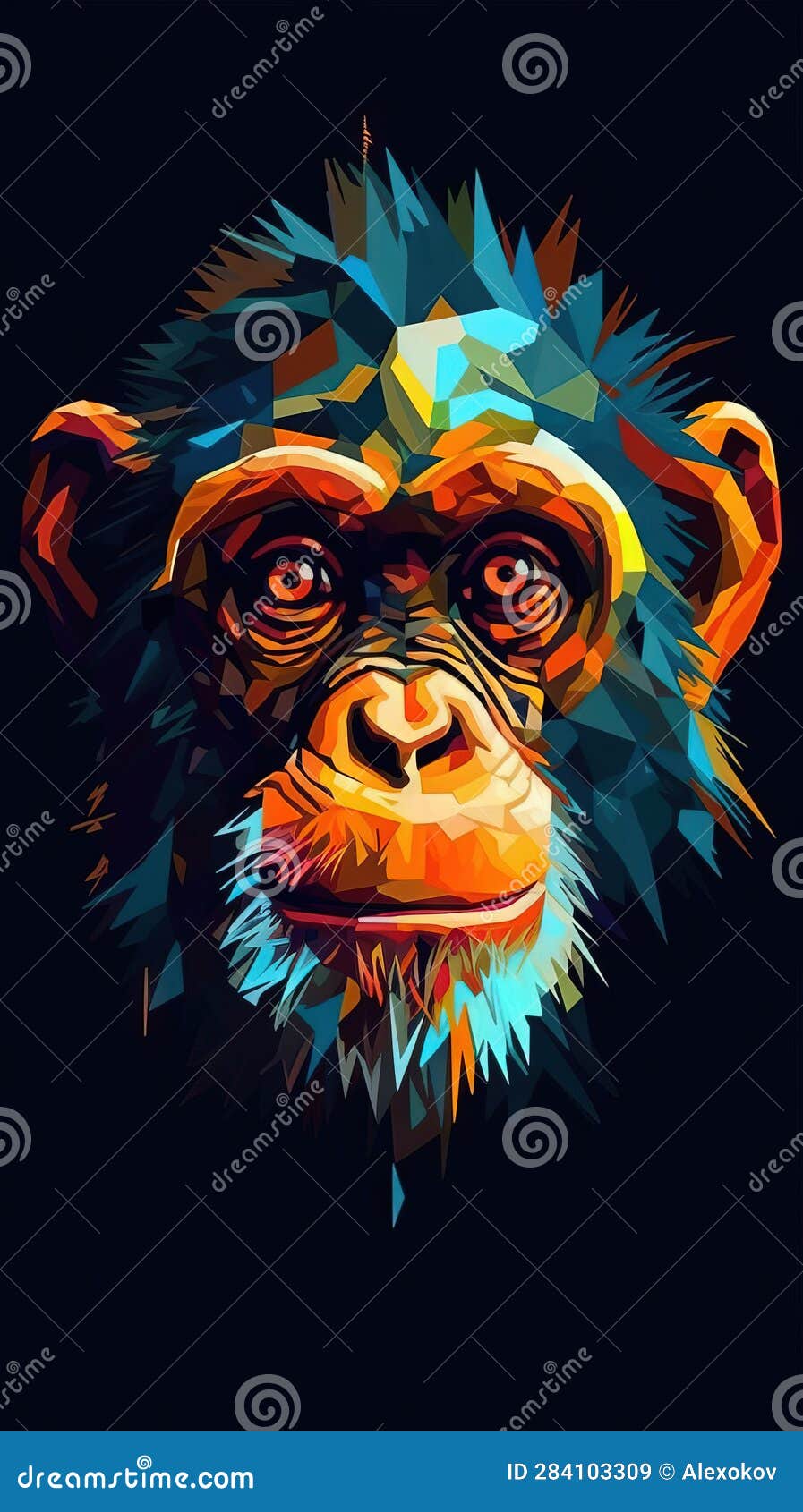 Abstract Monkey on Dark Background. Generative AI Stock Illustration ...