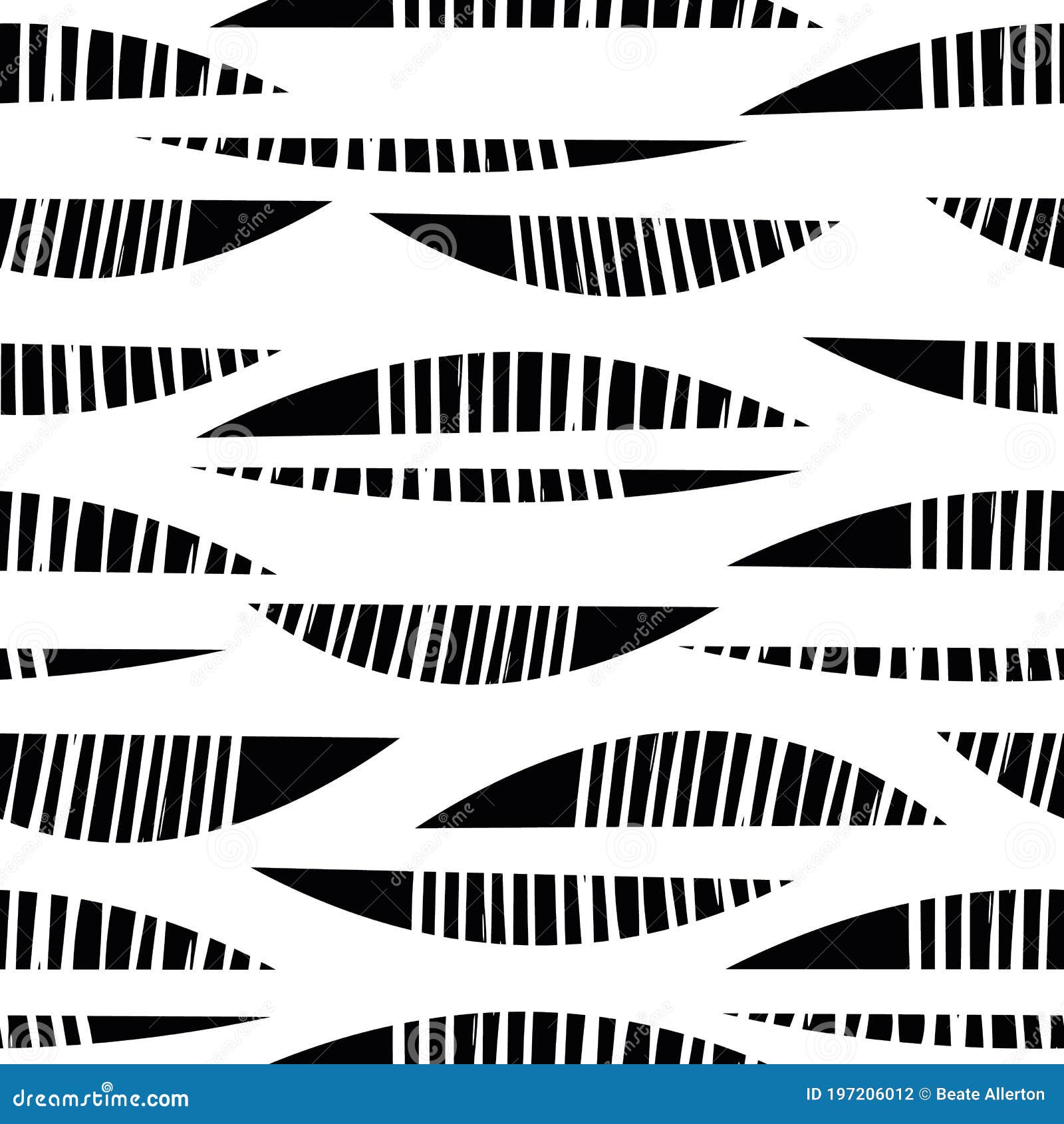 Abstract Mono Print Style Tribal Foliage Seamless Vector Pattern ...