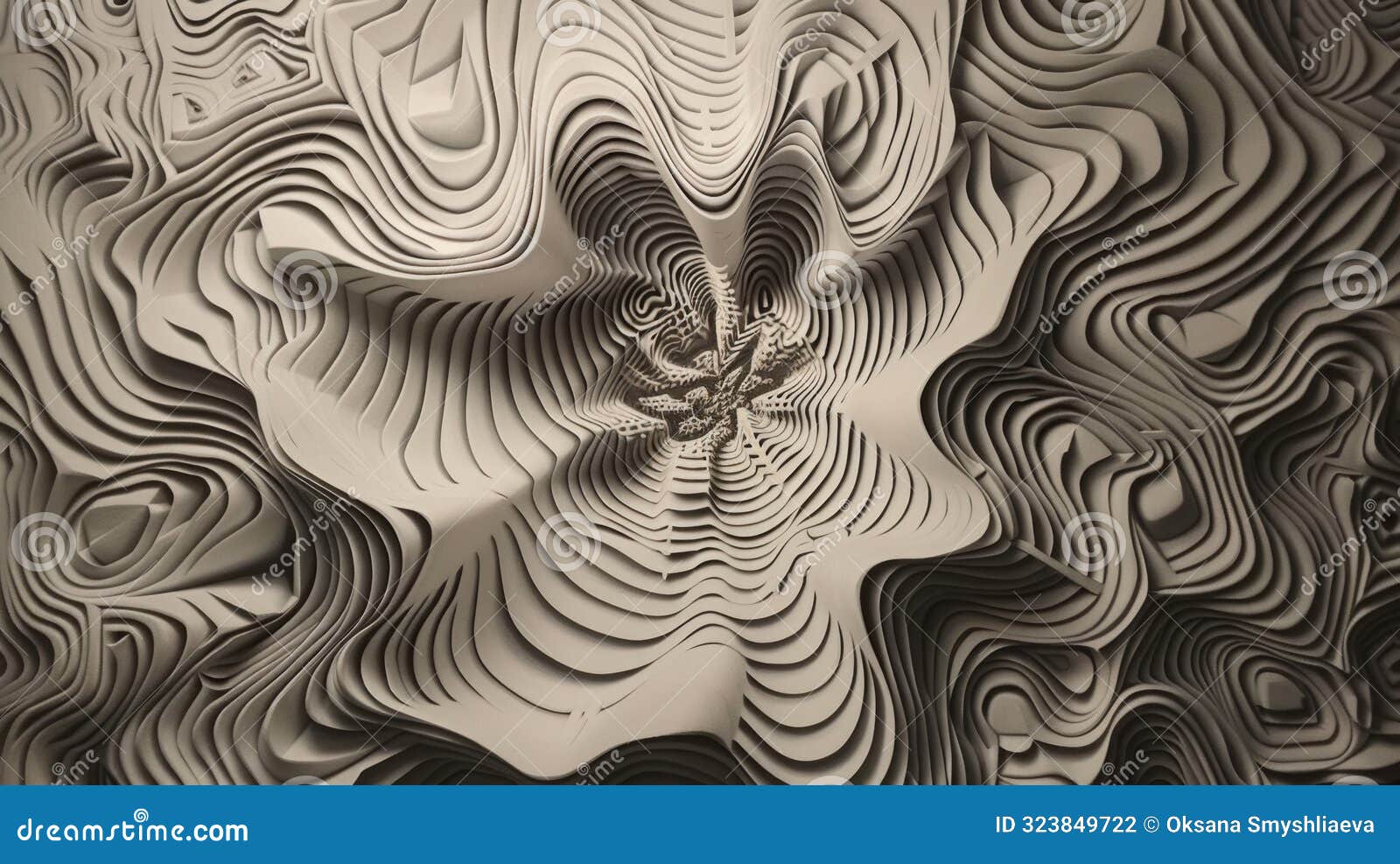 Abstract Monochromatic Paper Wave Sculpture Detail Stock Illustration ...