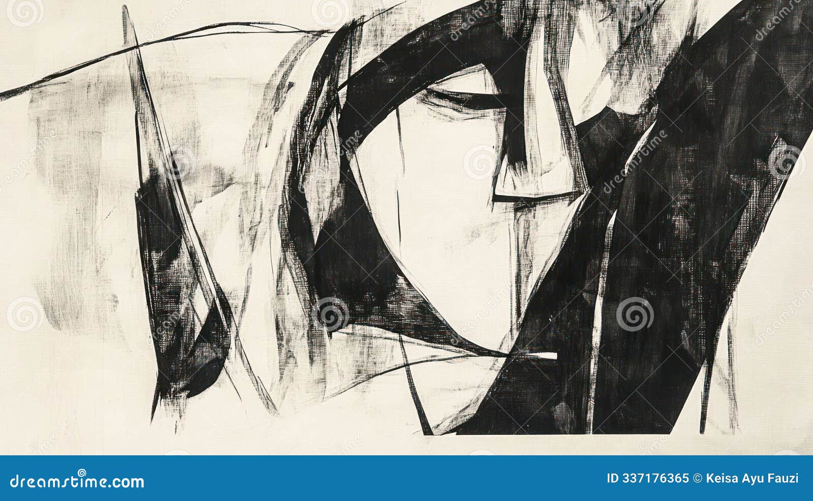 Abstract Monochrome Artwork Depicting a Stylized Human Face Stock ...