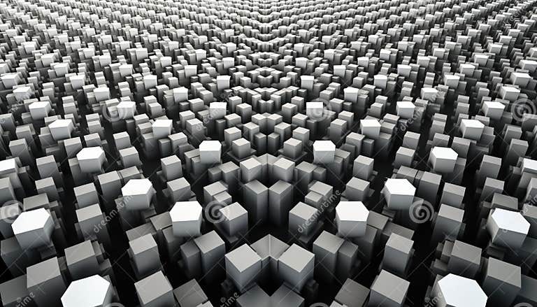 Abstract Monochrome Geometric Pattern Creates Optical Illusion. Layered ...