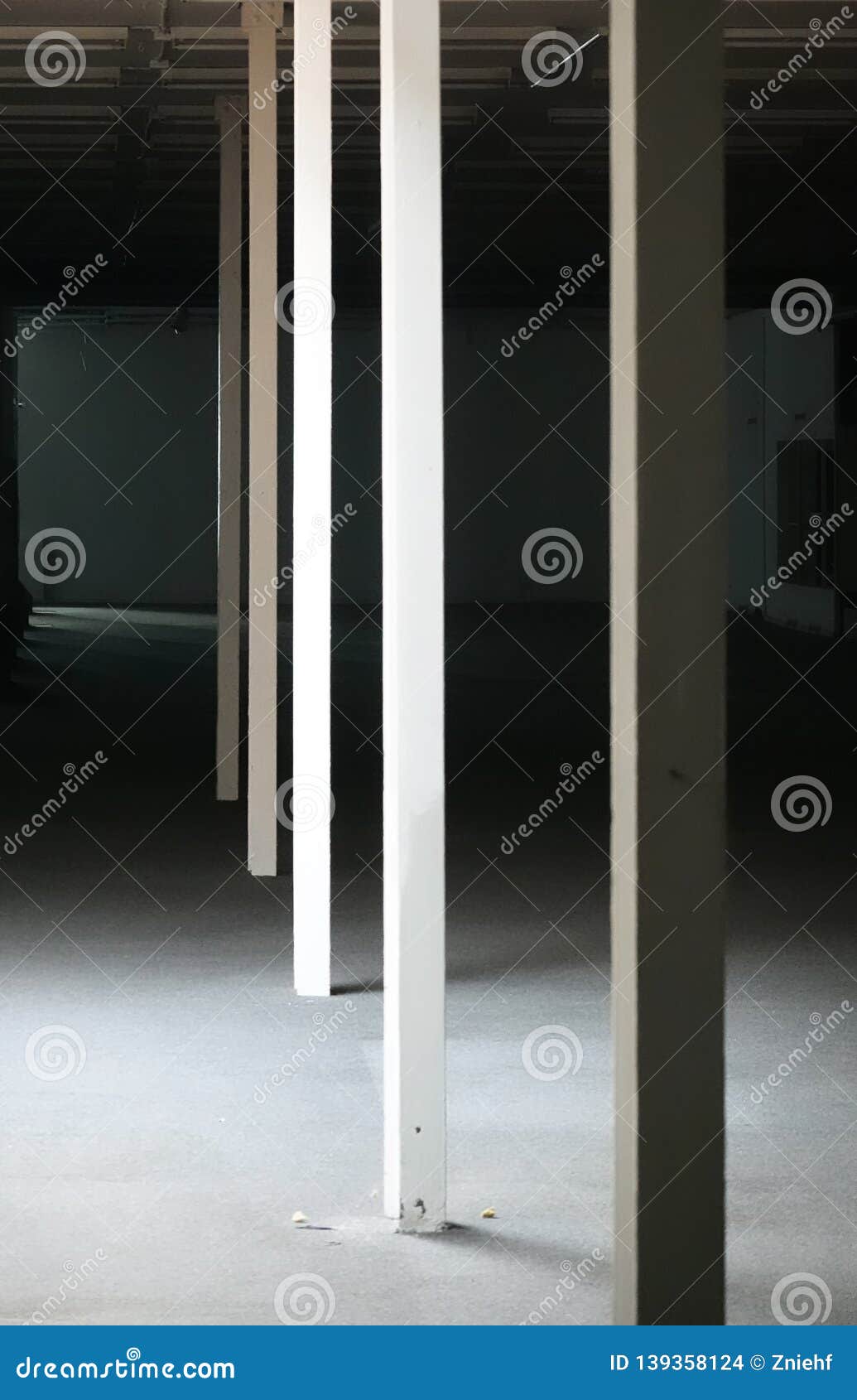 Abstract Monochrome Image of Four Rectangular Columns in a Semi ...