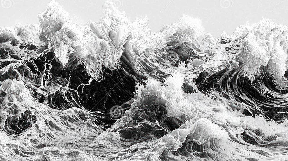Abstract Grayscale Ocean Waves Stock Photo - Image of artwork ...