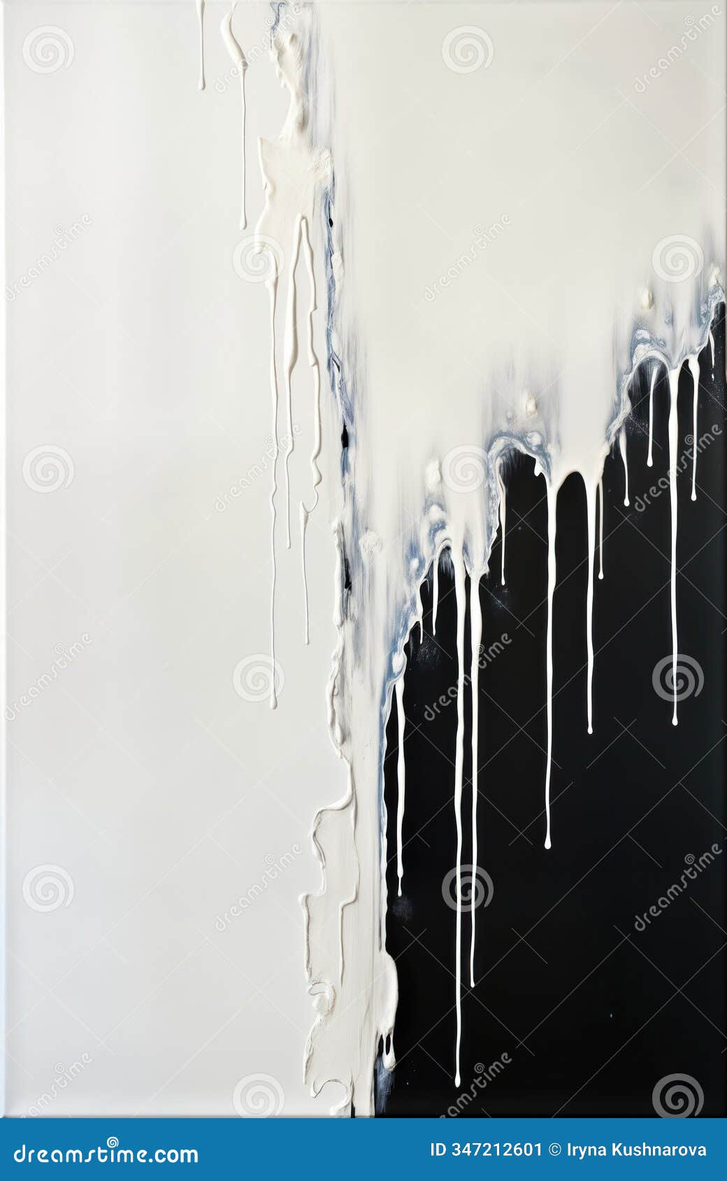 Abstract Monochrome Painting. Dripping Effect Creates Dynamic Visual ...