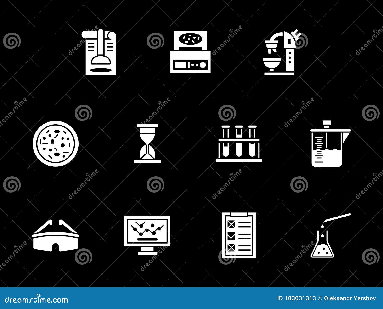 Microbiology Laboratory White Glyph Icons Stock Illustration ...