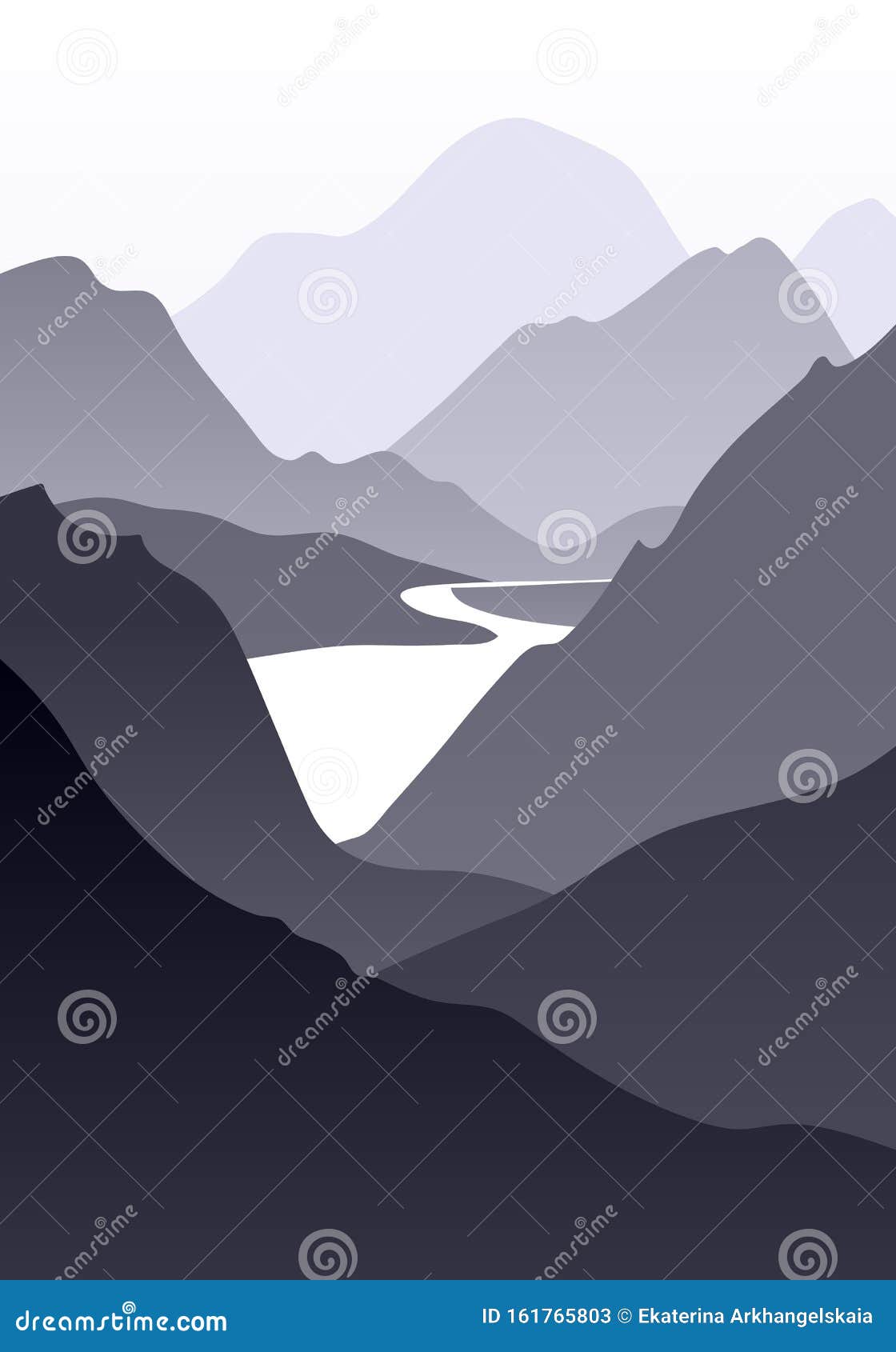 Abstract Monochrome Vector Landscape Stock Vector - Illustration of ...
