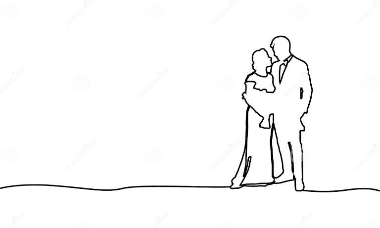 Abstract Monoline Wedding Couple Design Stock Vector - Illustration of ...