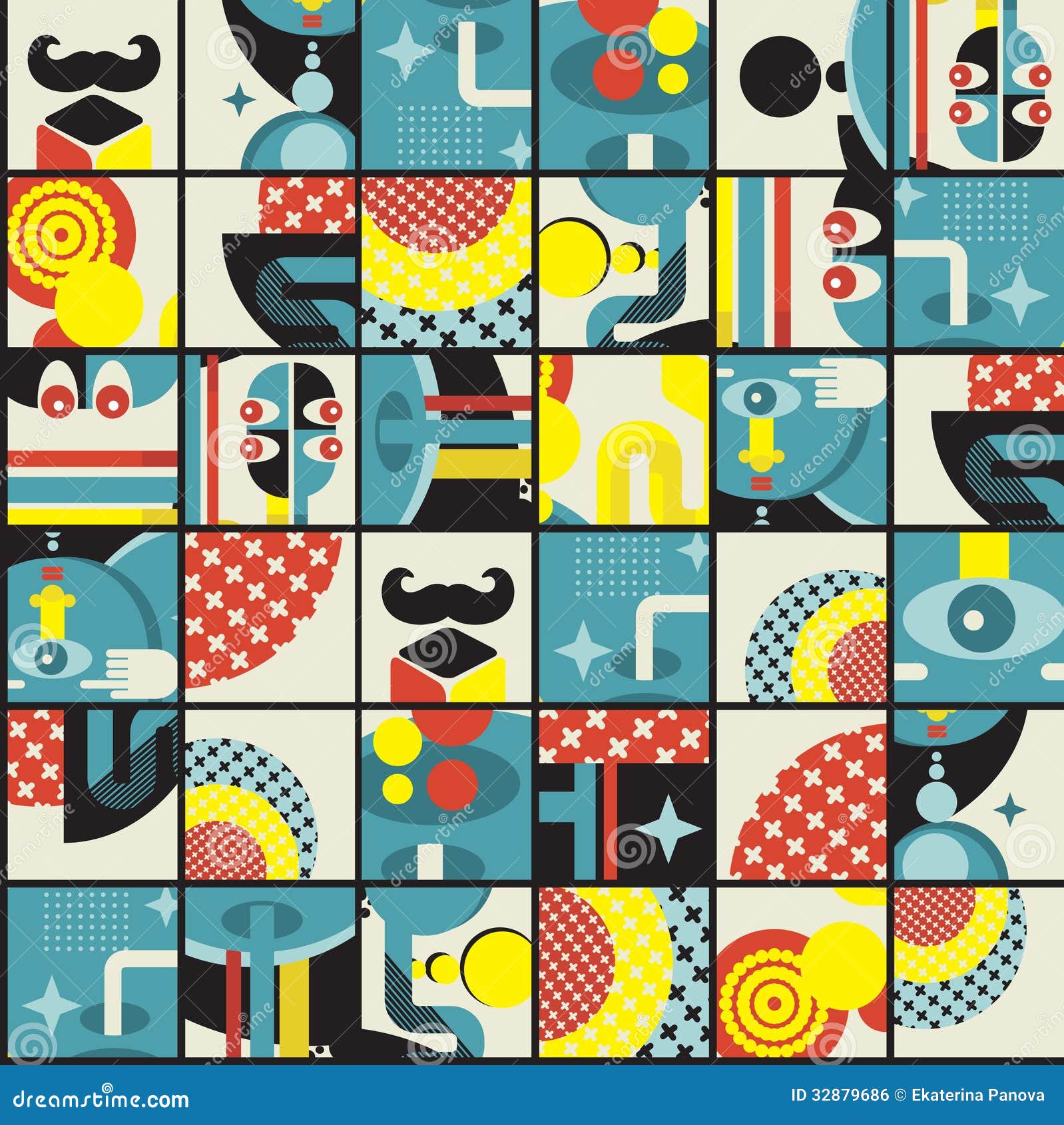 Abstract monsters pattern. stock vector. Illustration of blue - 32879686