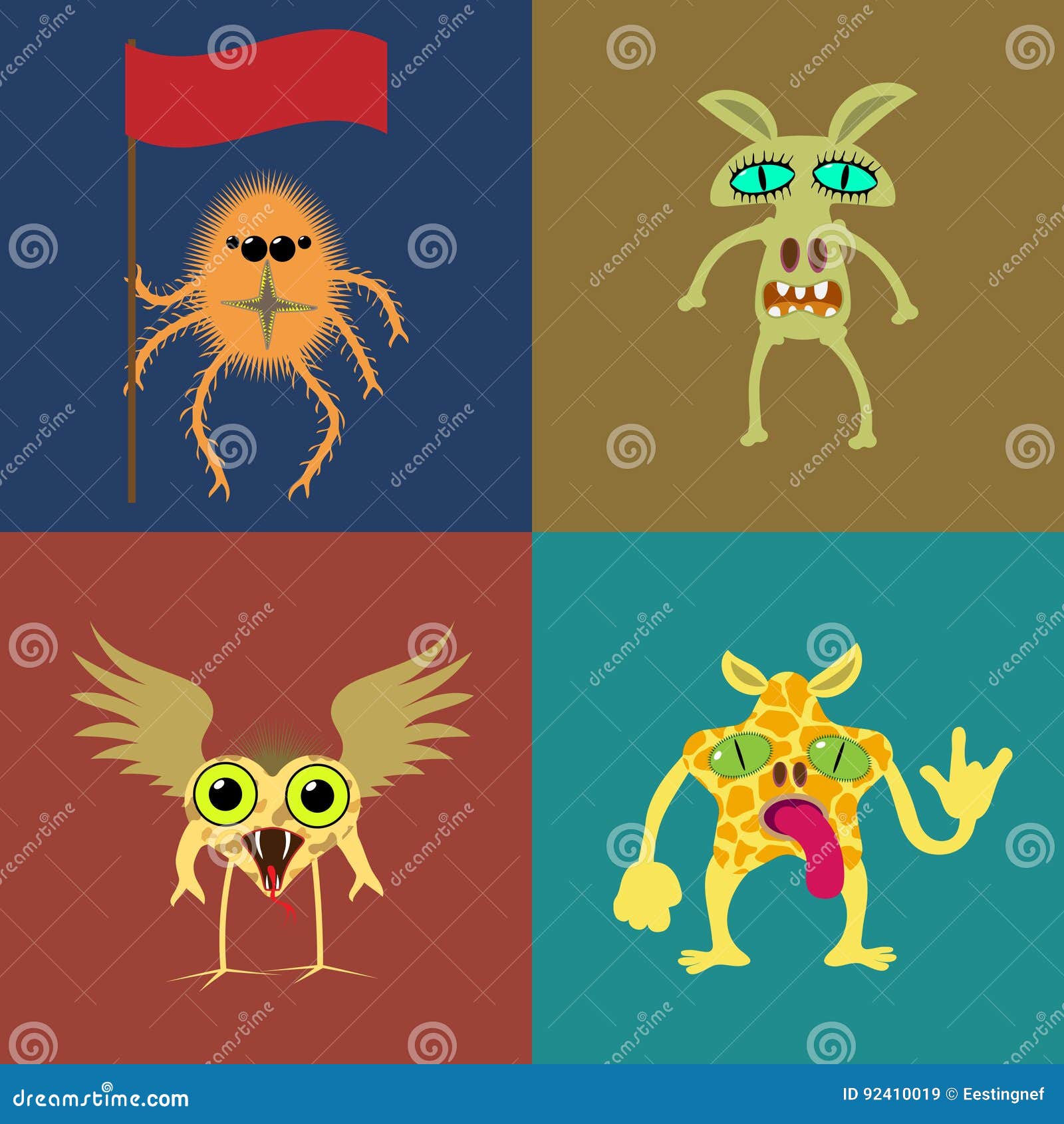 Abstract Monsters Set. Vector Illustration Stock Vector - Illustration ...