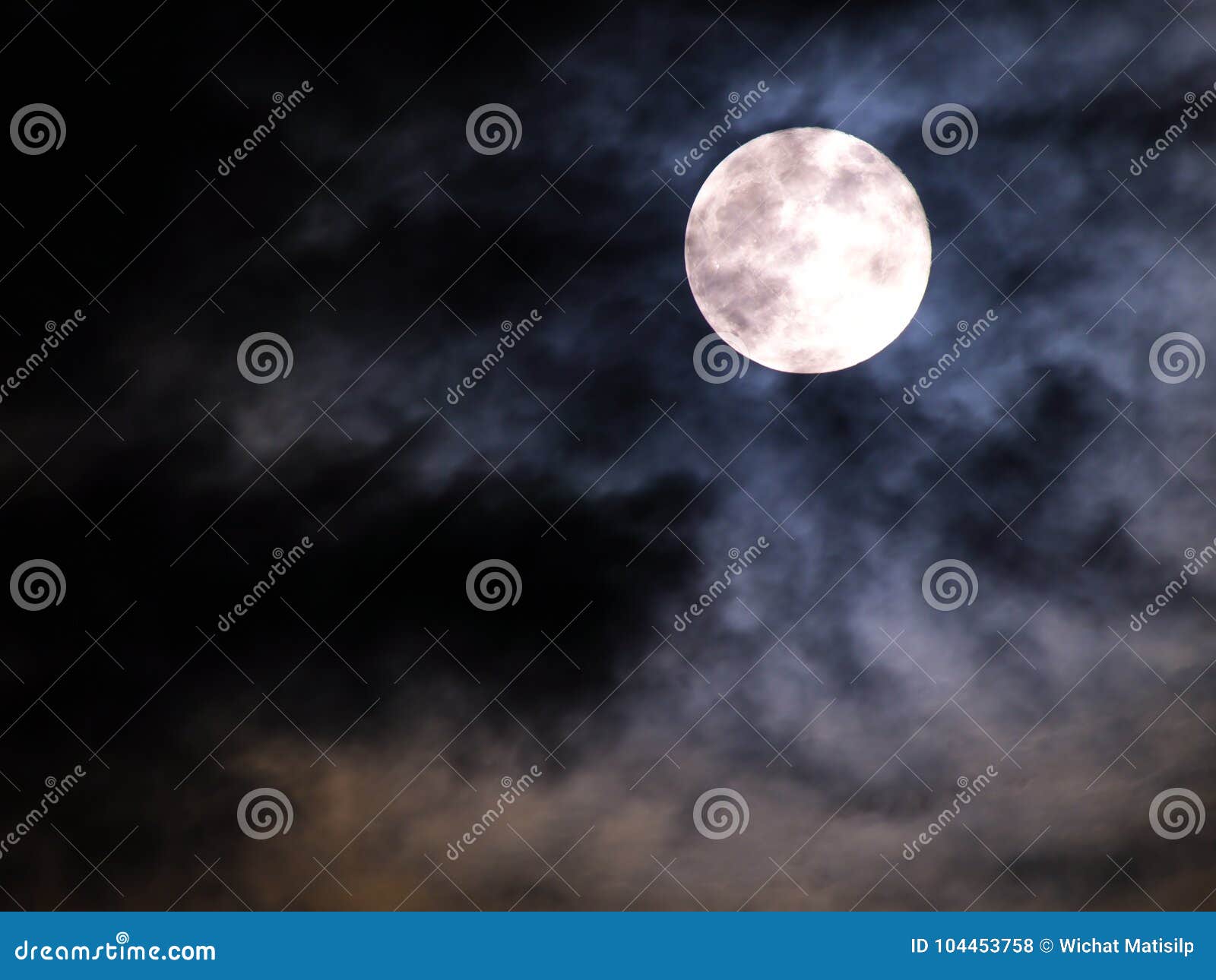 Abstract of the Moon in the Cloudy Night Stock Photo - Image of full ...