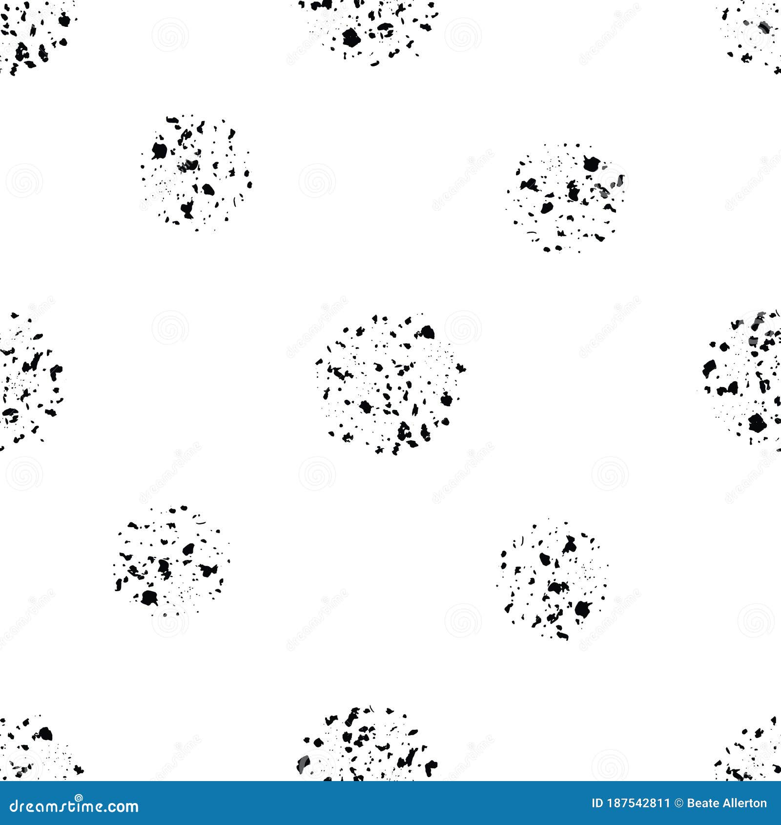 Abstract Moon Crater Vector Seamless Pattern Background. Black and ...