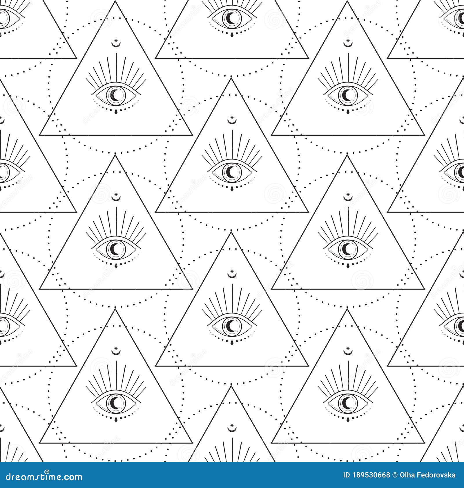 Abstract Moon Eye with Stars Seamless Pattern Stock Vector ...