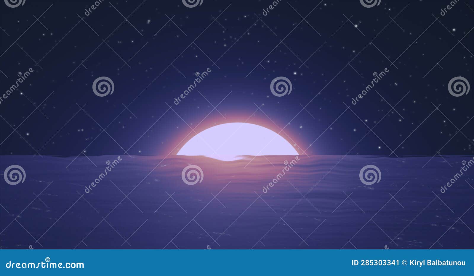 Abstract Moon Over Water Sea and Horizon with Reflections Stock Image ...