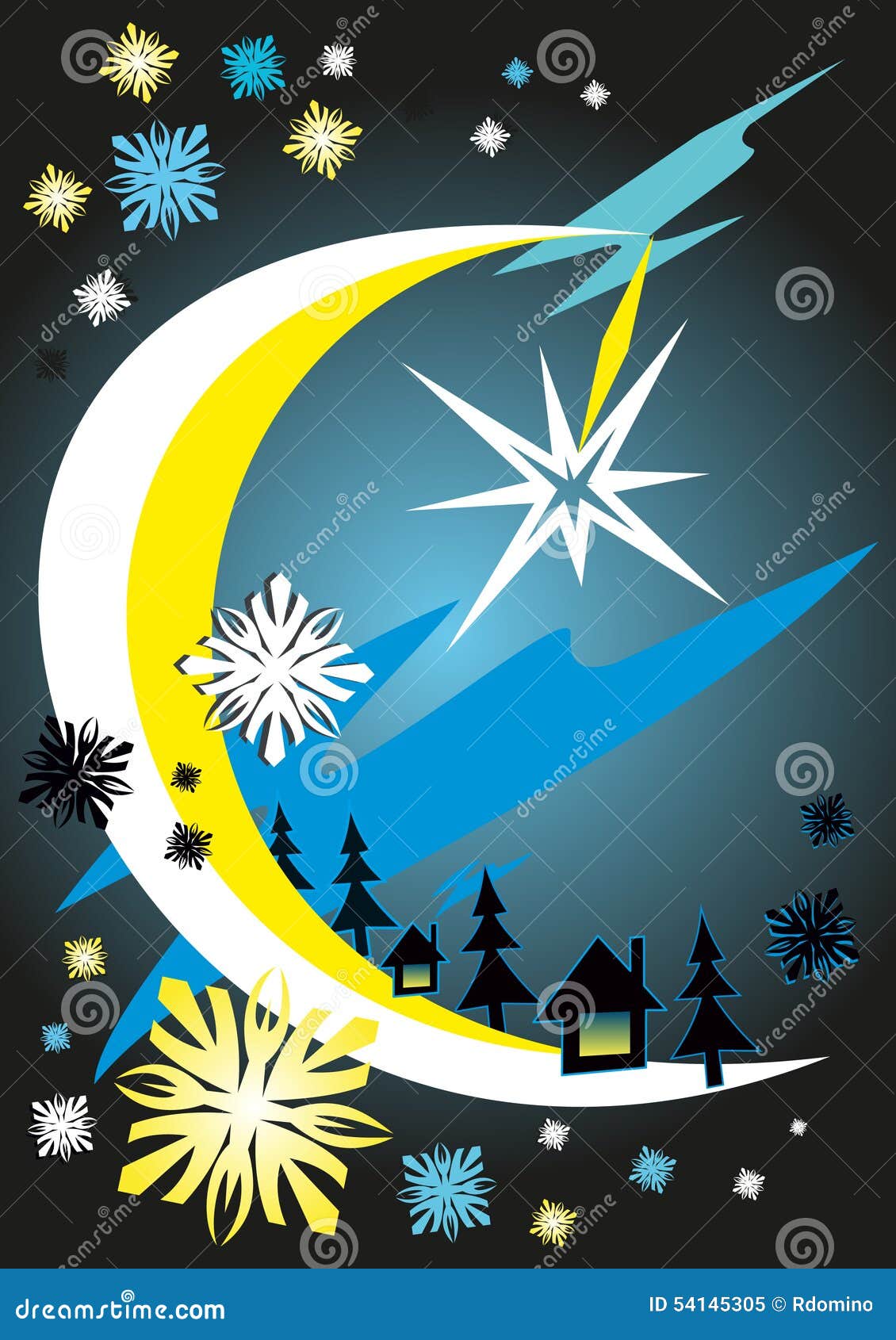 Abstract Moonlight Night in Forest - Vector Illustration Stock Vector ...