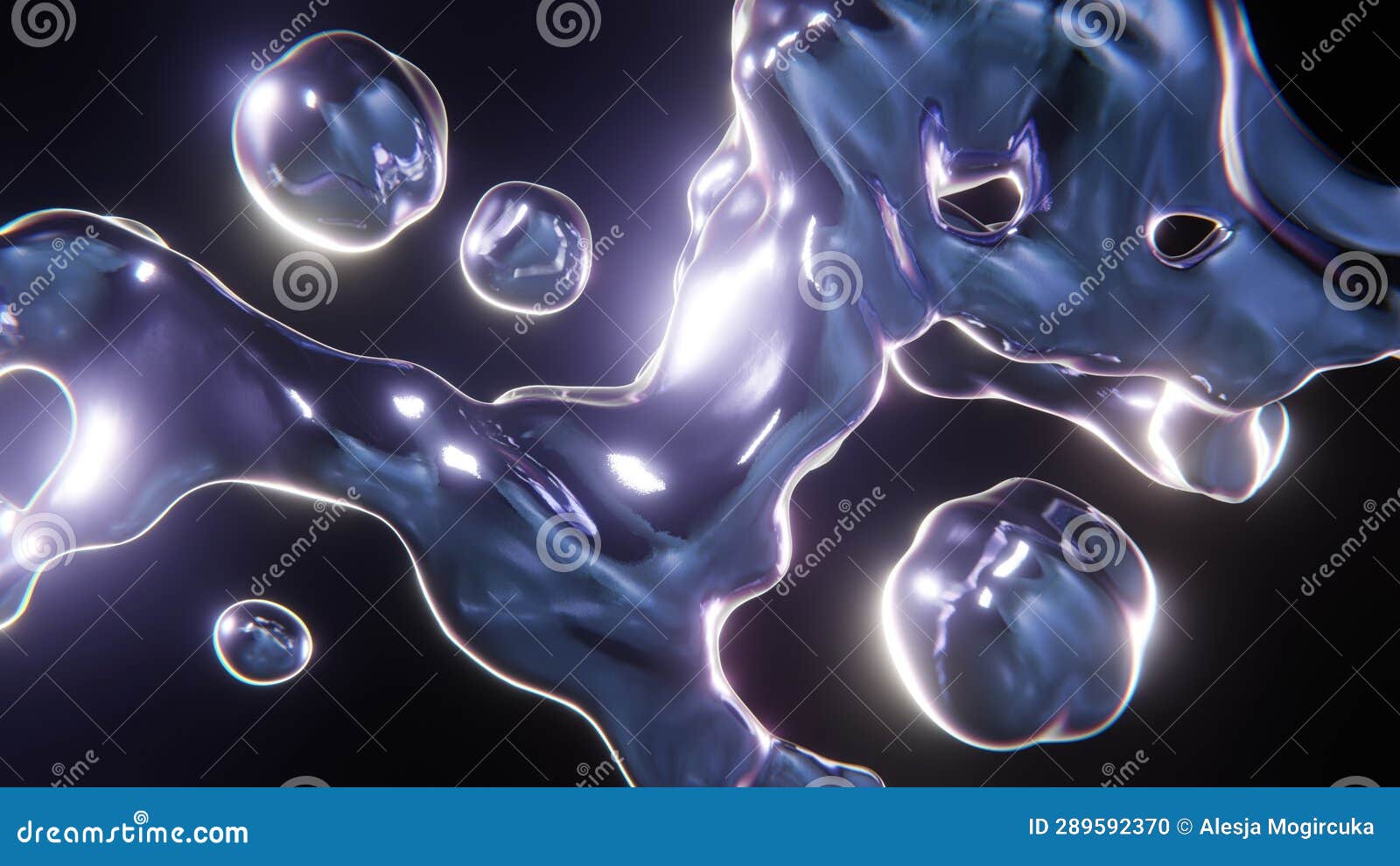 Abstract Morphing Shapes Background. Chrome Metallic Mirrored Texture ...