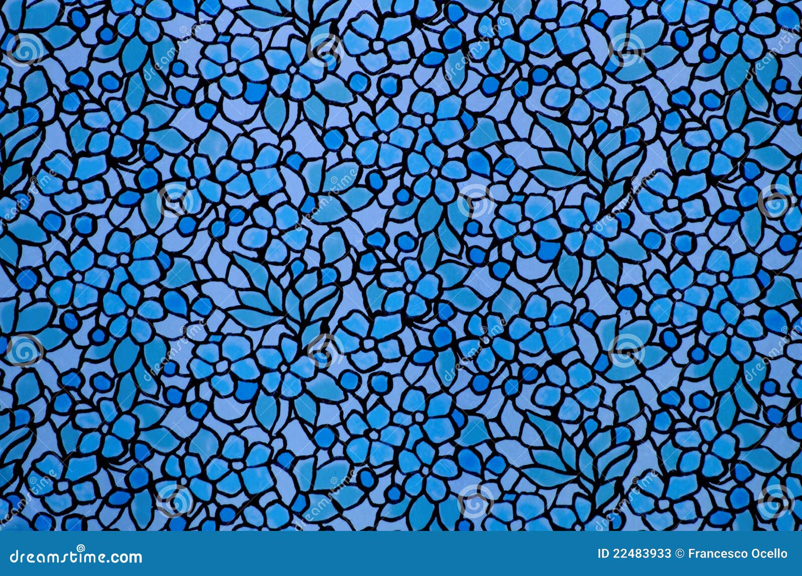 Abstract Mosaic of Blue Flowers Stock Image - Image of ornamental ...