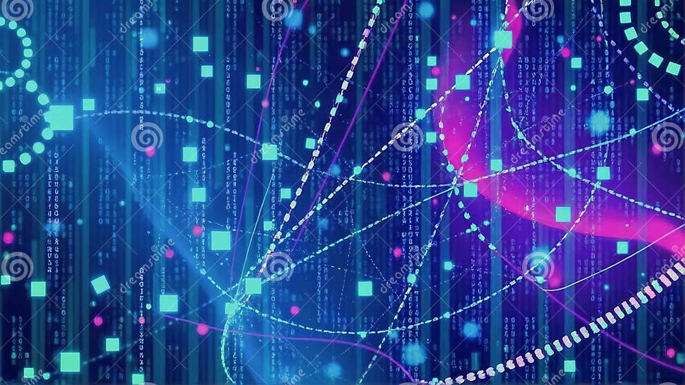 Abstract Mosaic of Data, Binary Code and Futuristic Light Particles ...