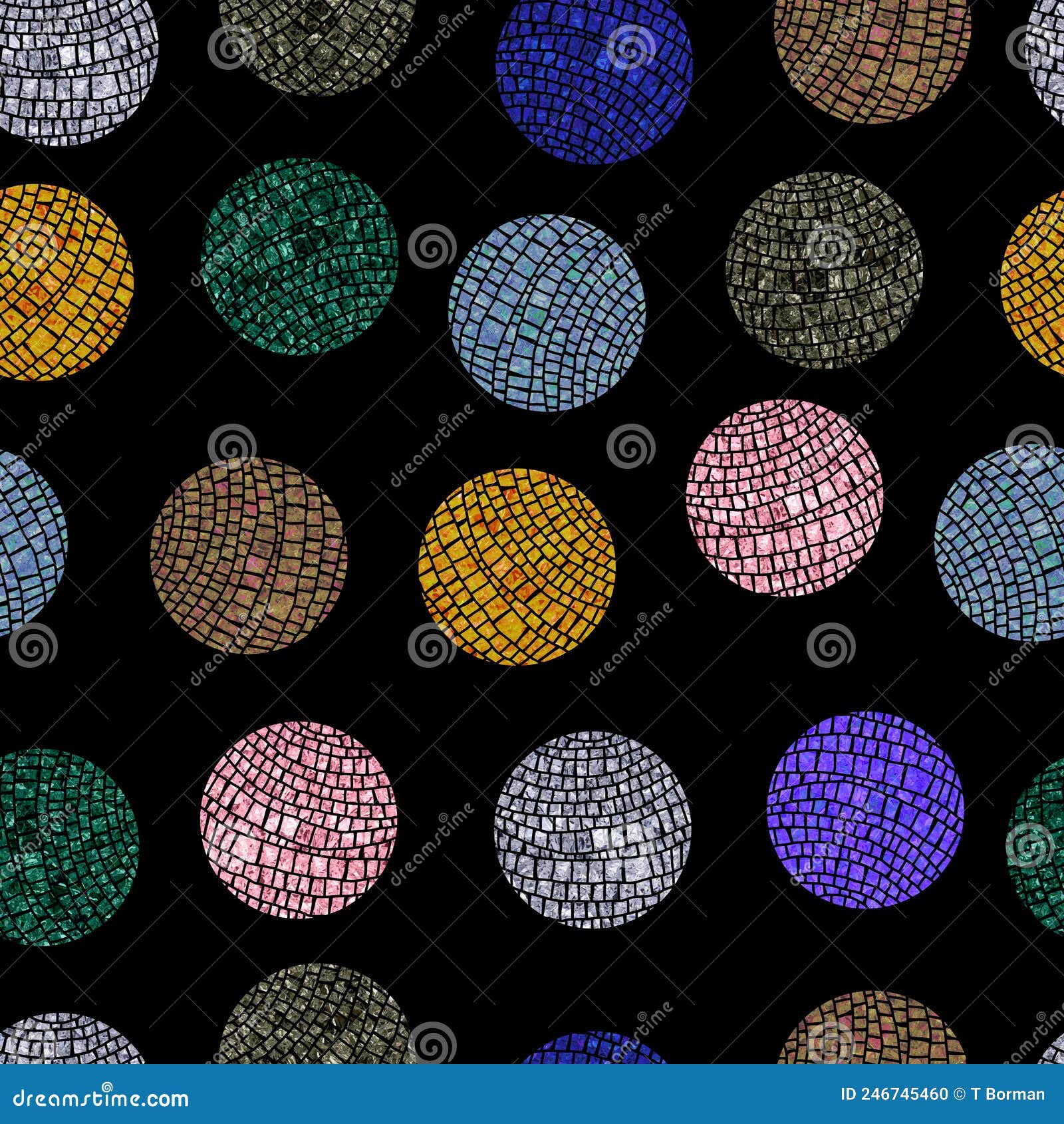 Abstract Mosaic Isolated Spheres Seamless Pattern Background Stock ...