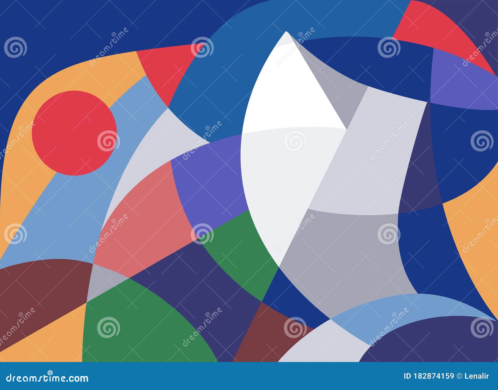Abstract Mosaic Sea with a Sailing Ship Stock Vector - Illustration of ...