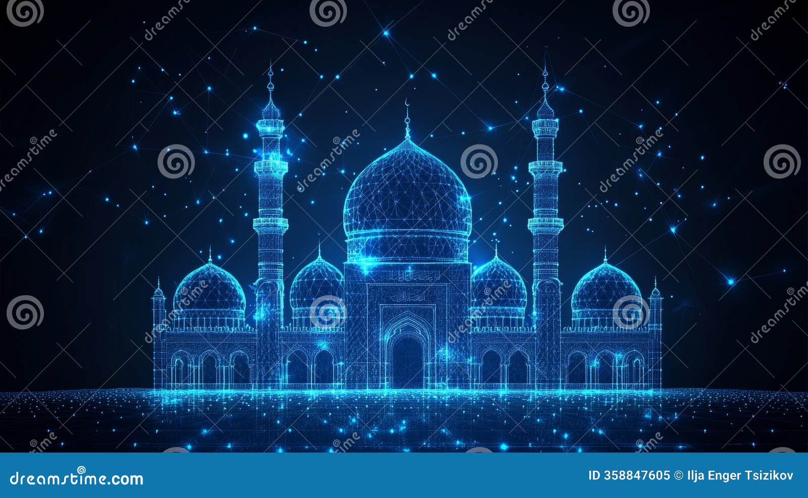 Abstract Mosque Painting With Moon Reflection - Baroque Inspired ...