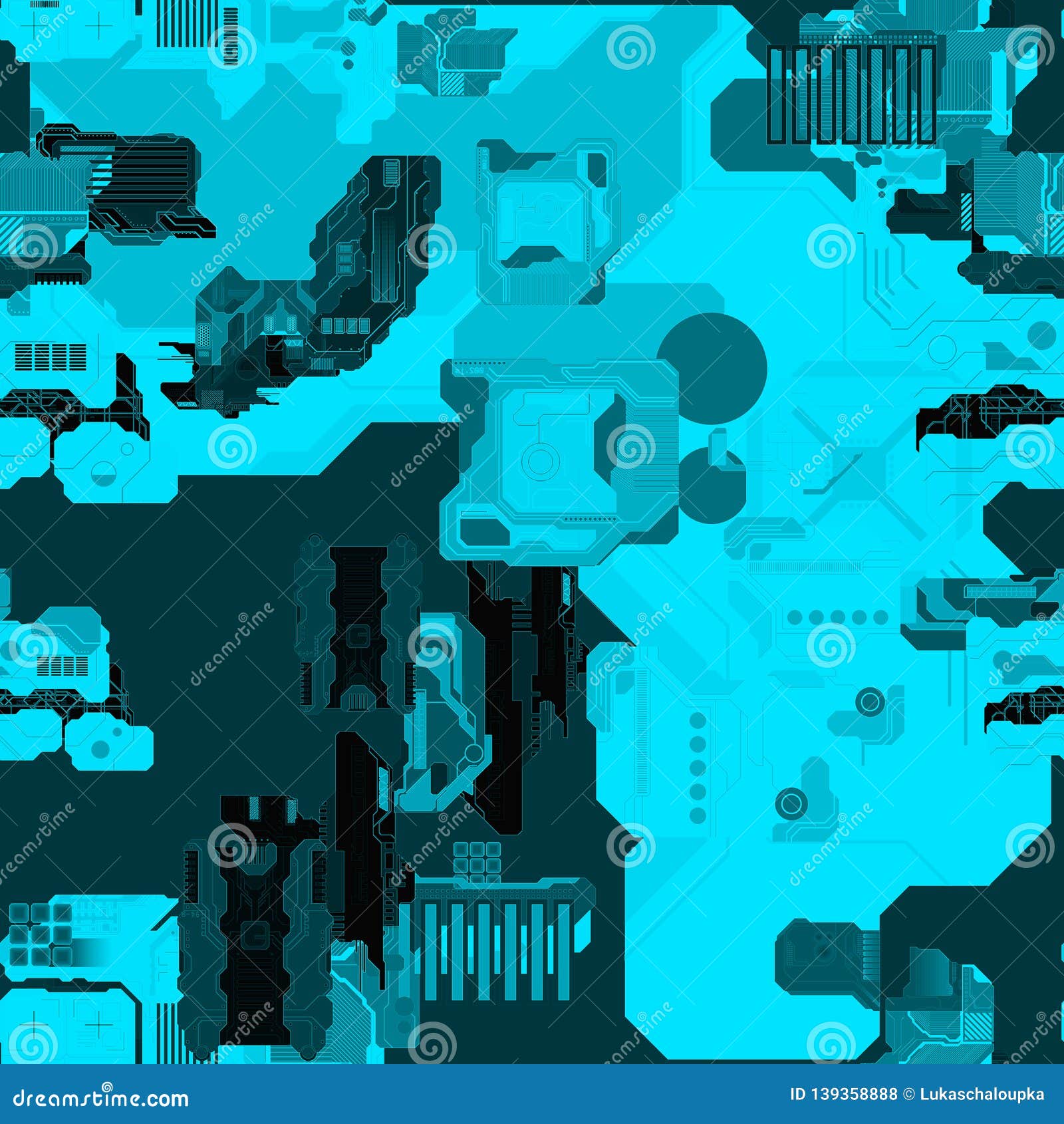 Abstract Motherboard, Computer Seamless Texture In Blue Color Stock ...