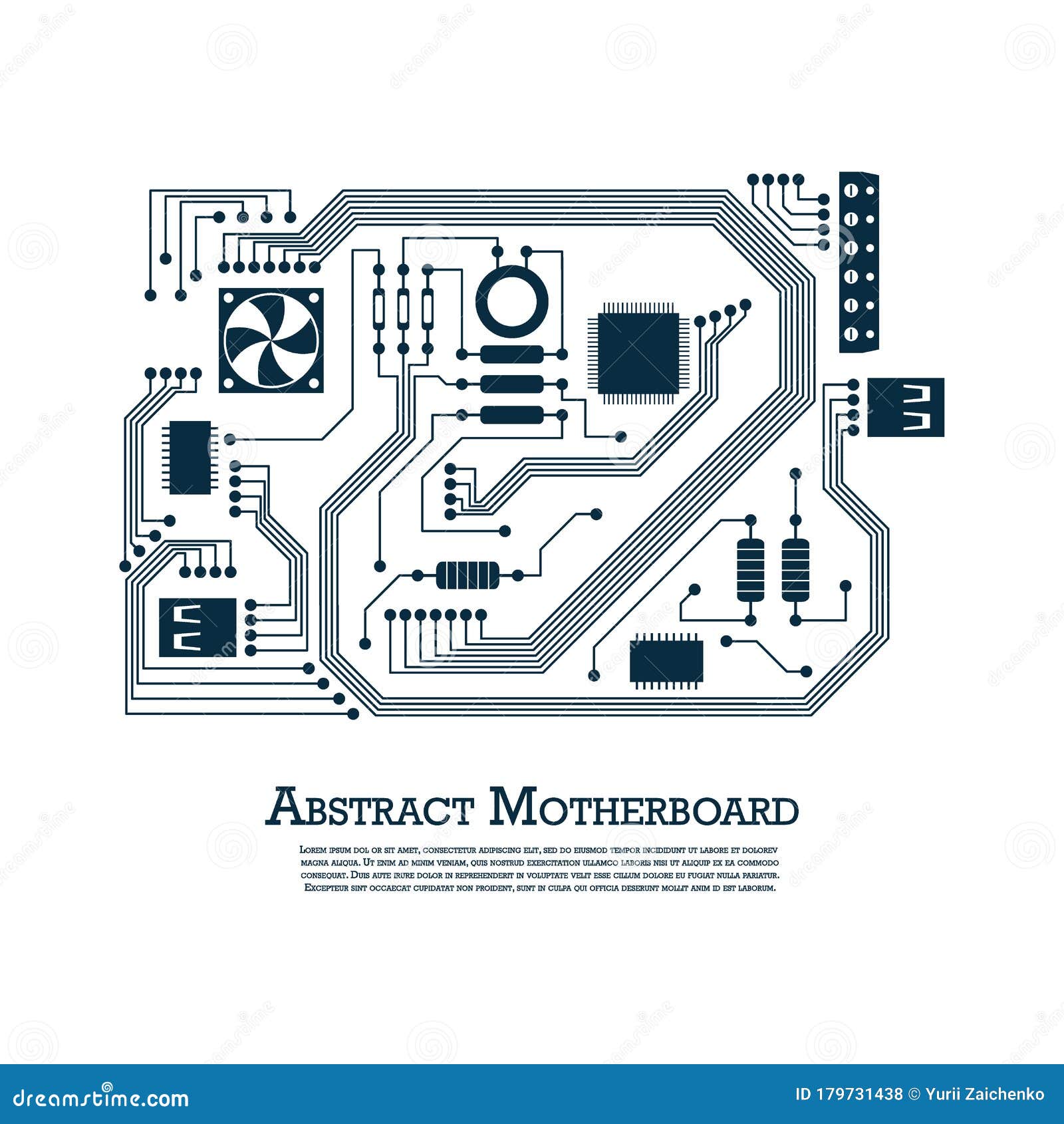 Abstract Motherboard, Microprocessor, Diodes. Vector Graphics Stock ...