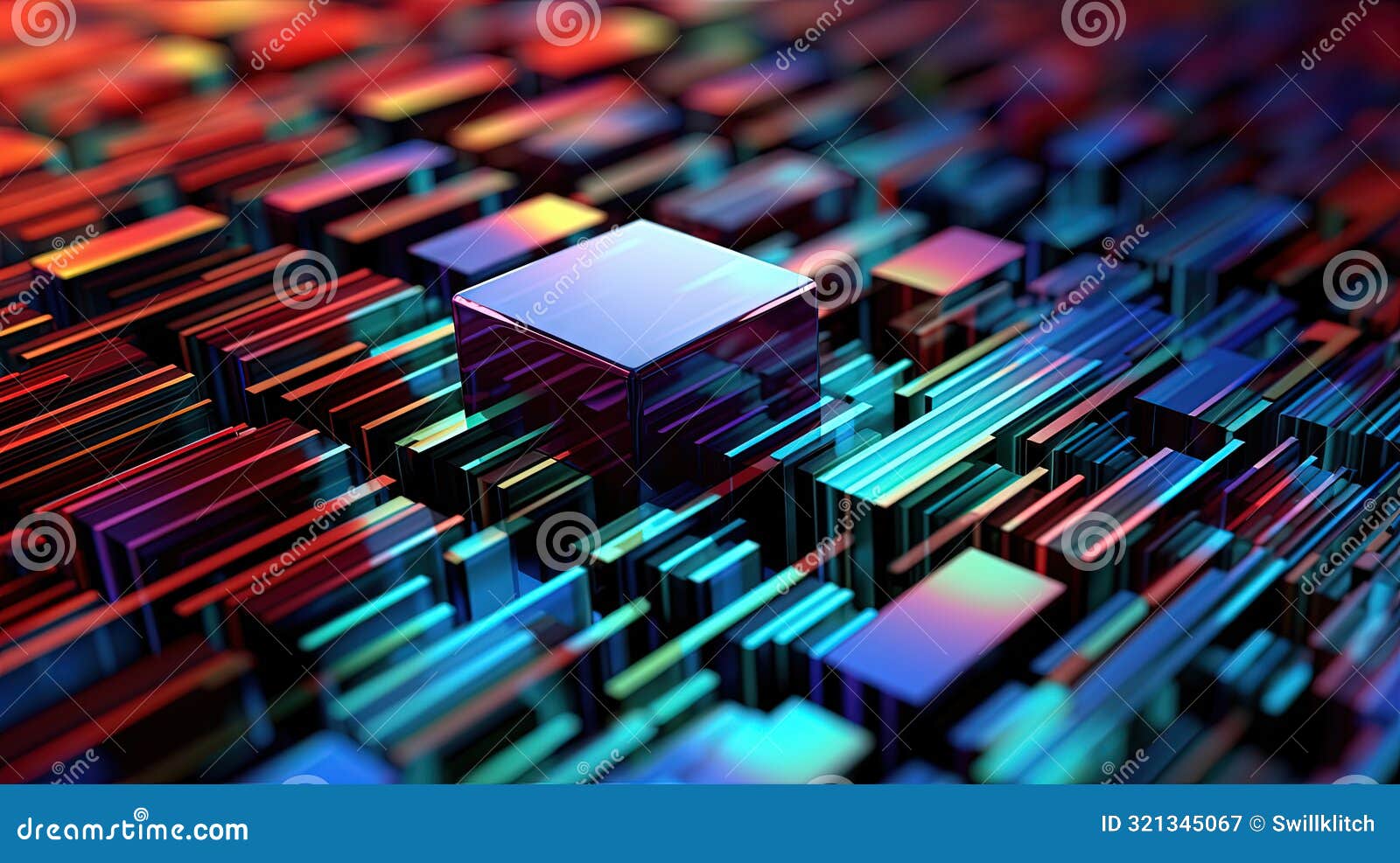 Abstract Motherboard Structure With Blocks And Chips In Purple And Blue ...