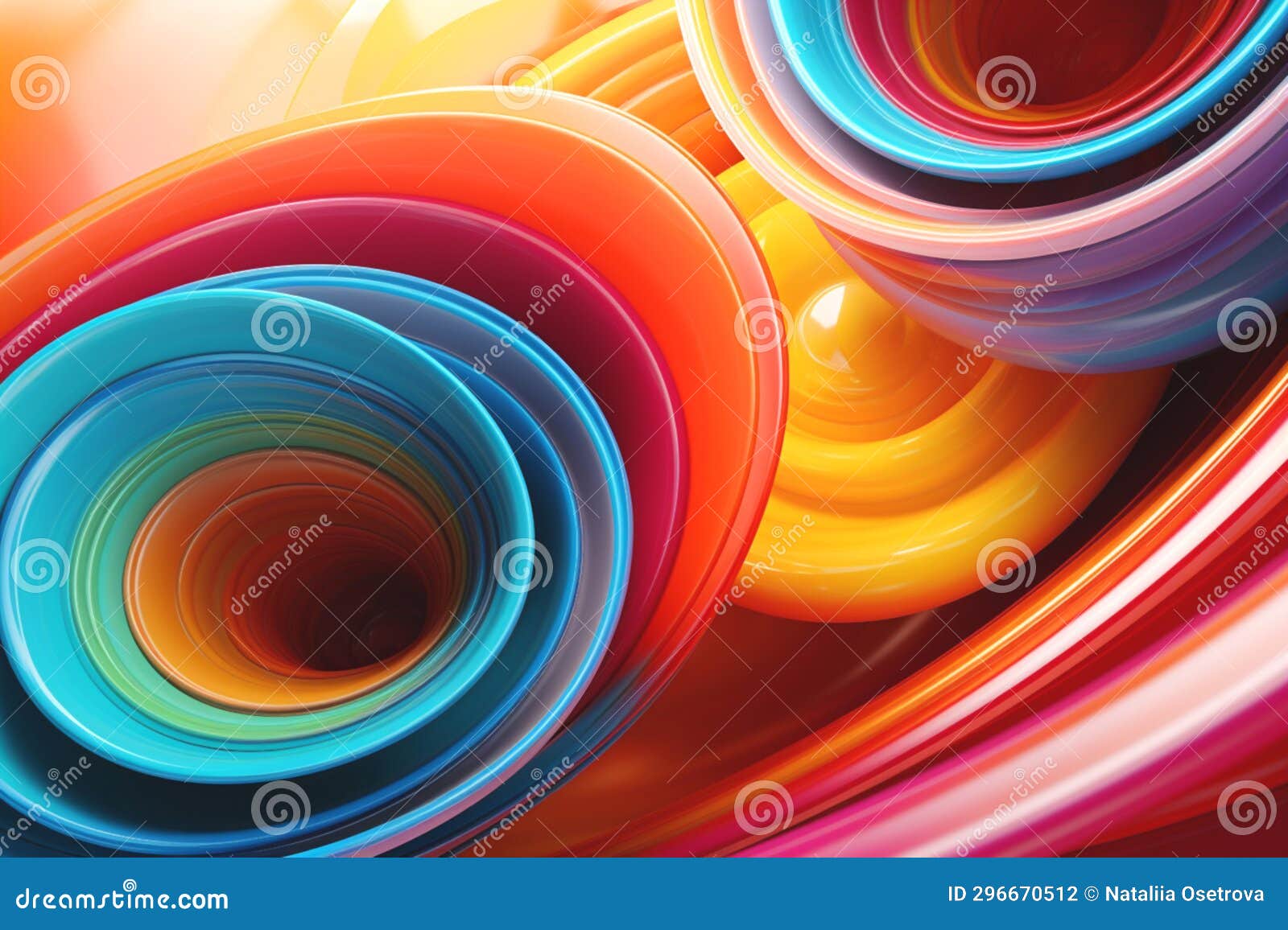 Abstract Motion Background with Colorful Transformed Circles. Surreal ...