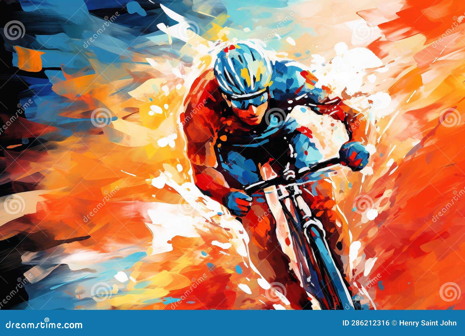 Abstract Motion: Cyclist in Action on a Dynamic Colorful Background ...