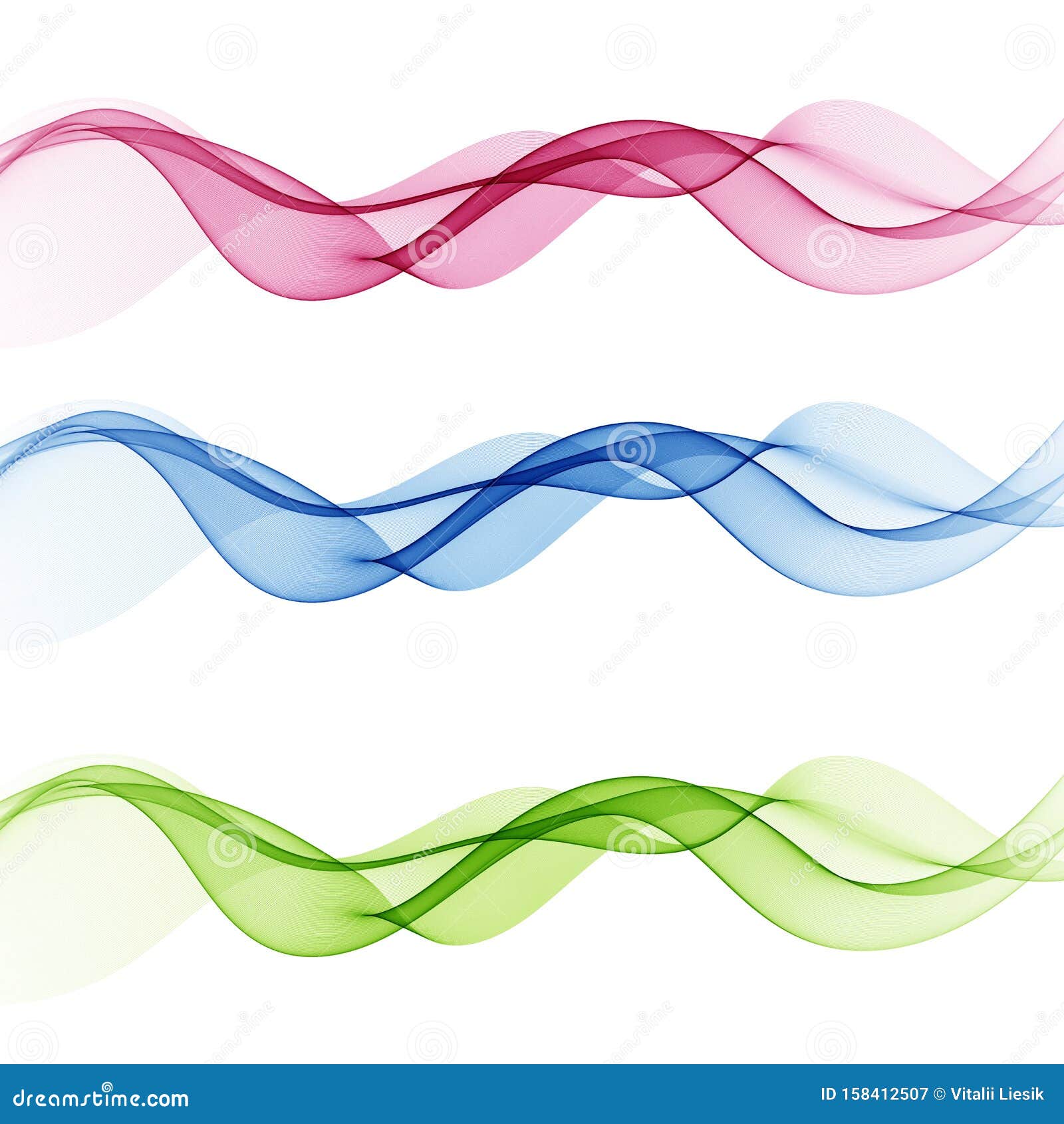 Abstract Smooth Color Wave Vector. Set of Curve Colorful Lines Stock ...