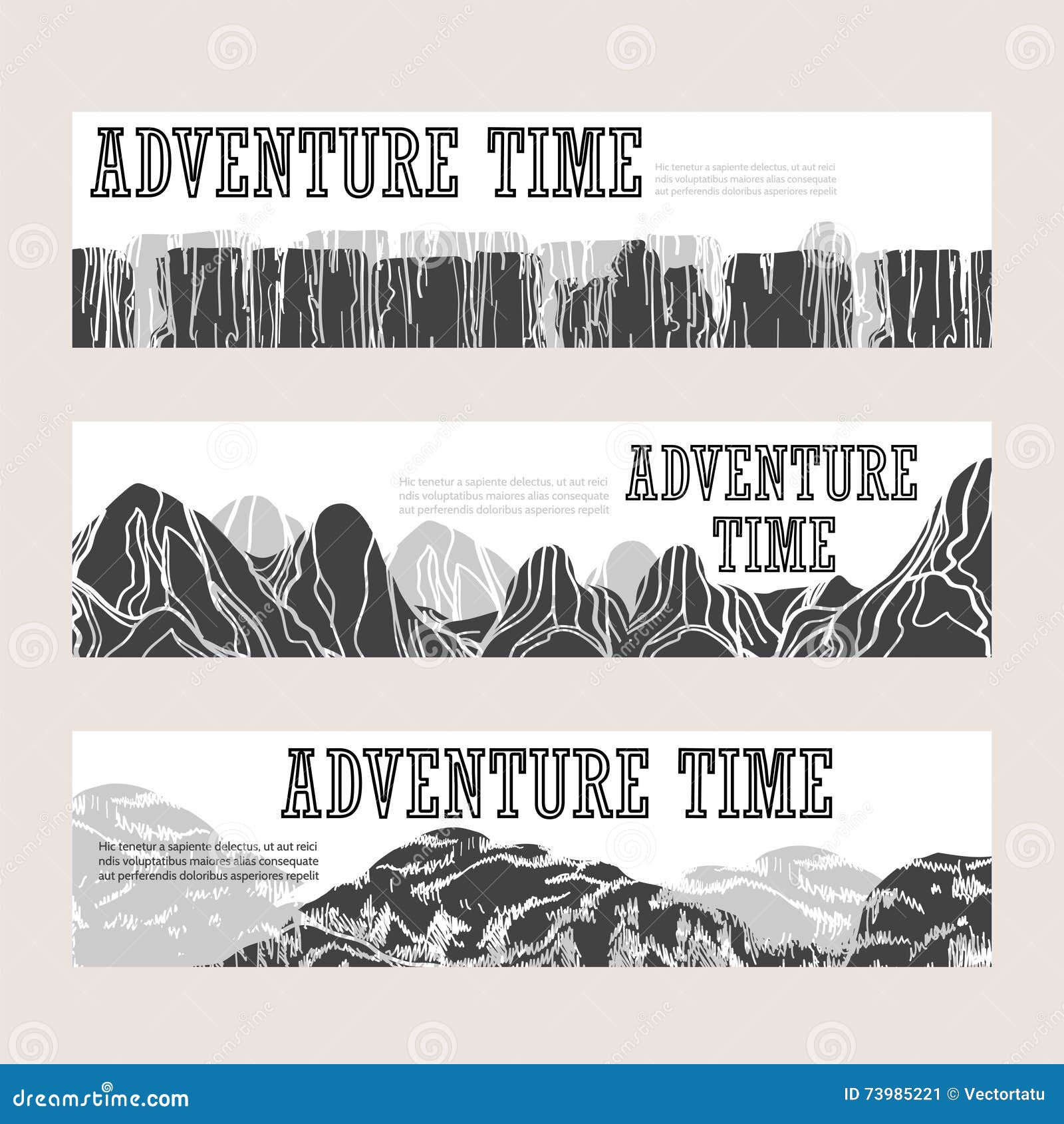 Abstract Mountain Horizontal Banners Set Stock Vector - Illustration of ...