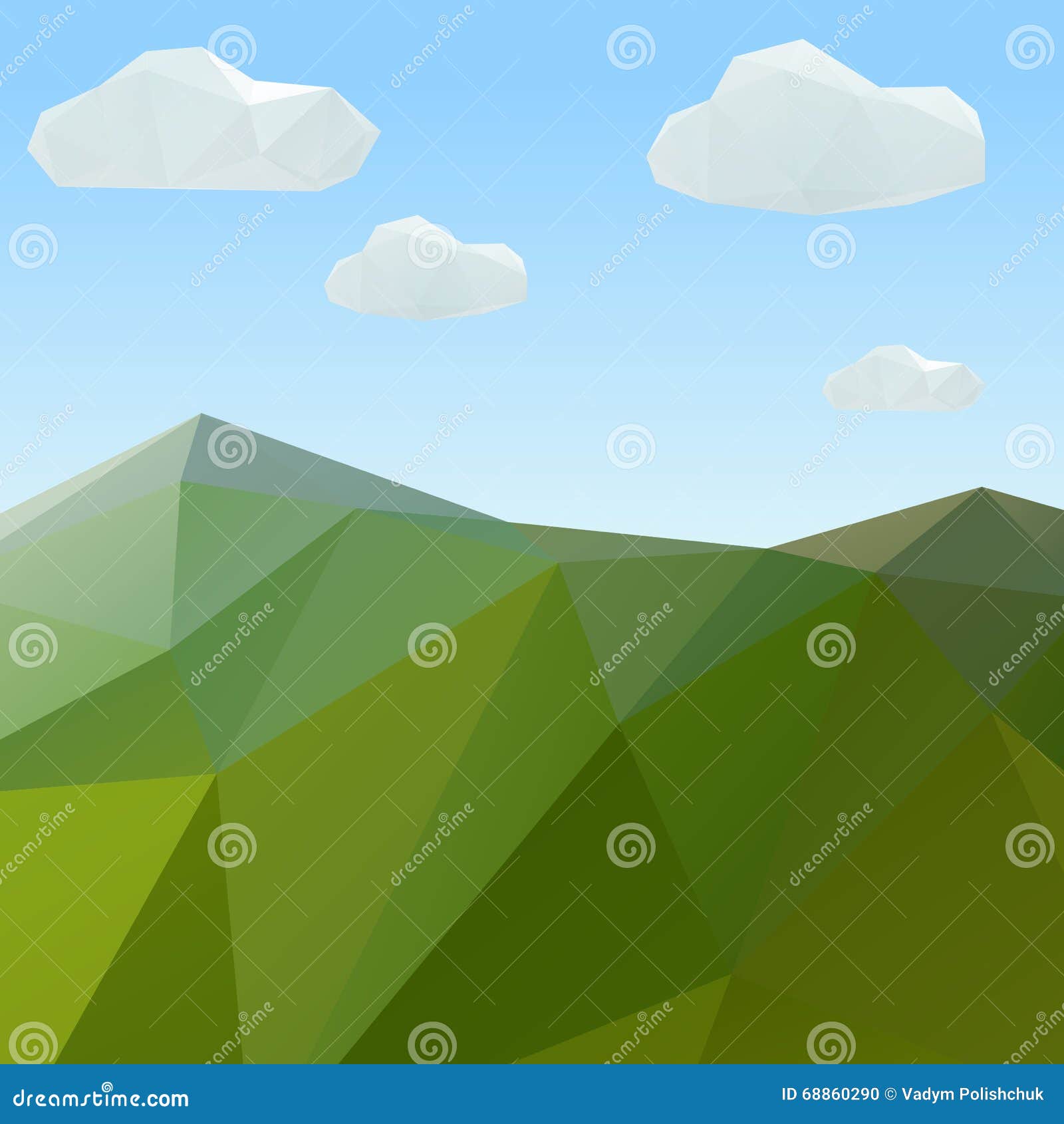 Abstract Mountain Landscape in Polygonal Origami Style Stock Vector ...