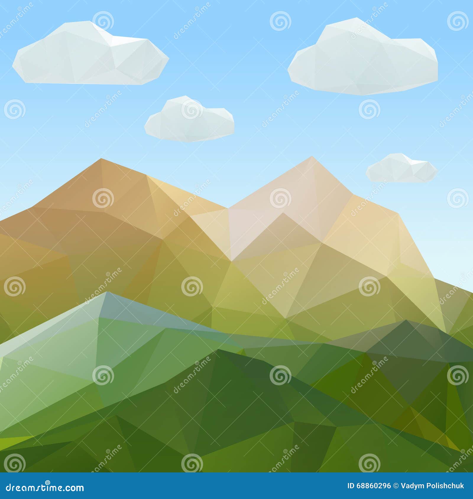 Abstract Mountain Landscape in Polygonal Origami Style Stock Vector ...