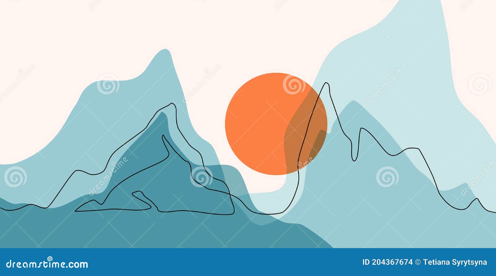 Abstract Mountain Range Landscape, Flat Scenery Background Stock Vector ...