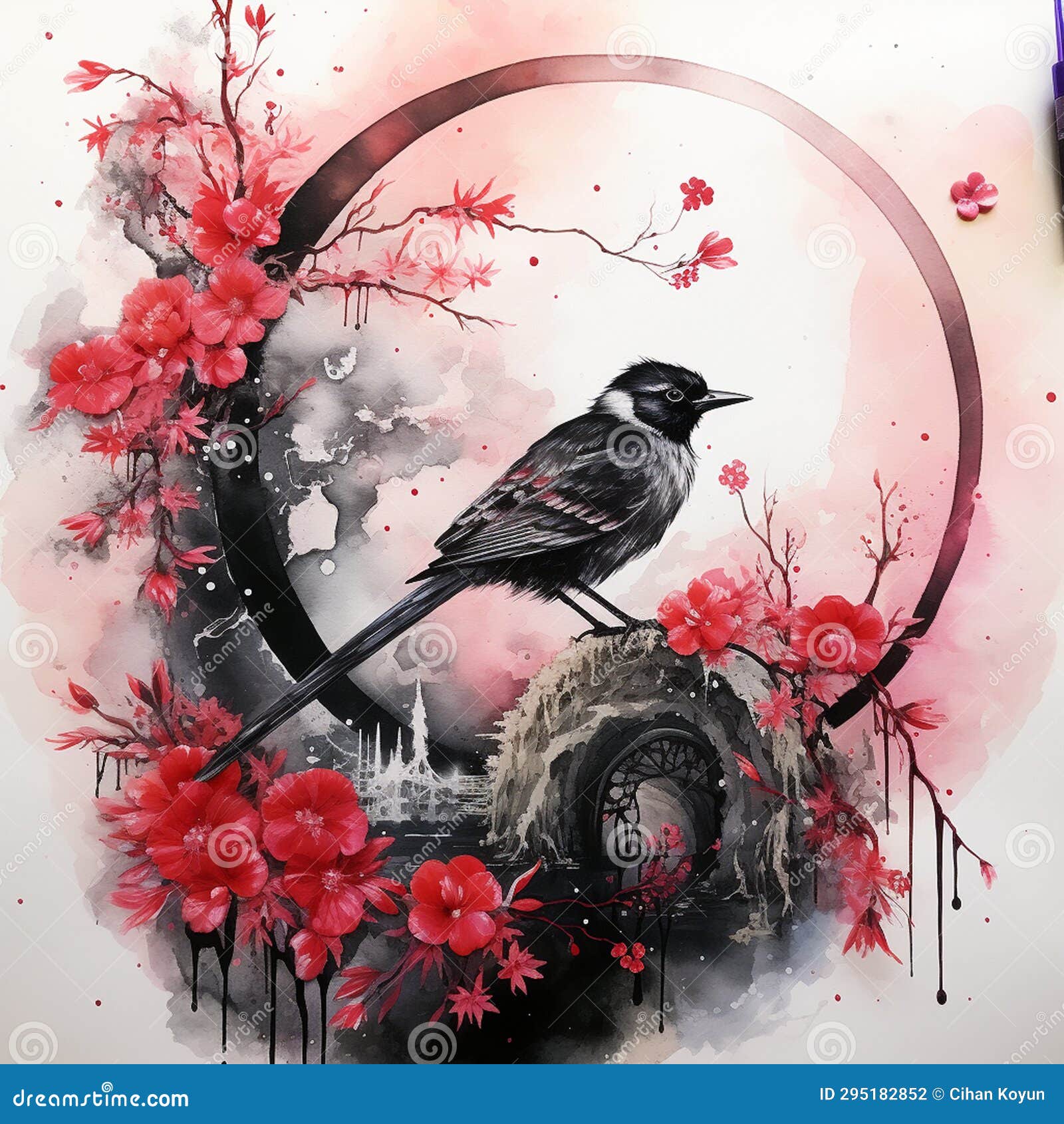 Abstract Mountain Sumi-e Ink Painting Stock Illustration - Illustration ...