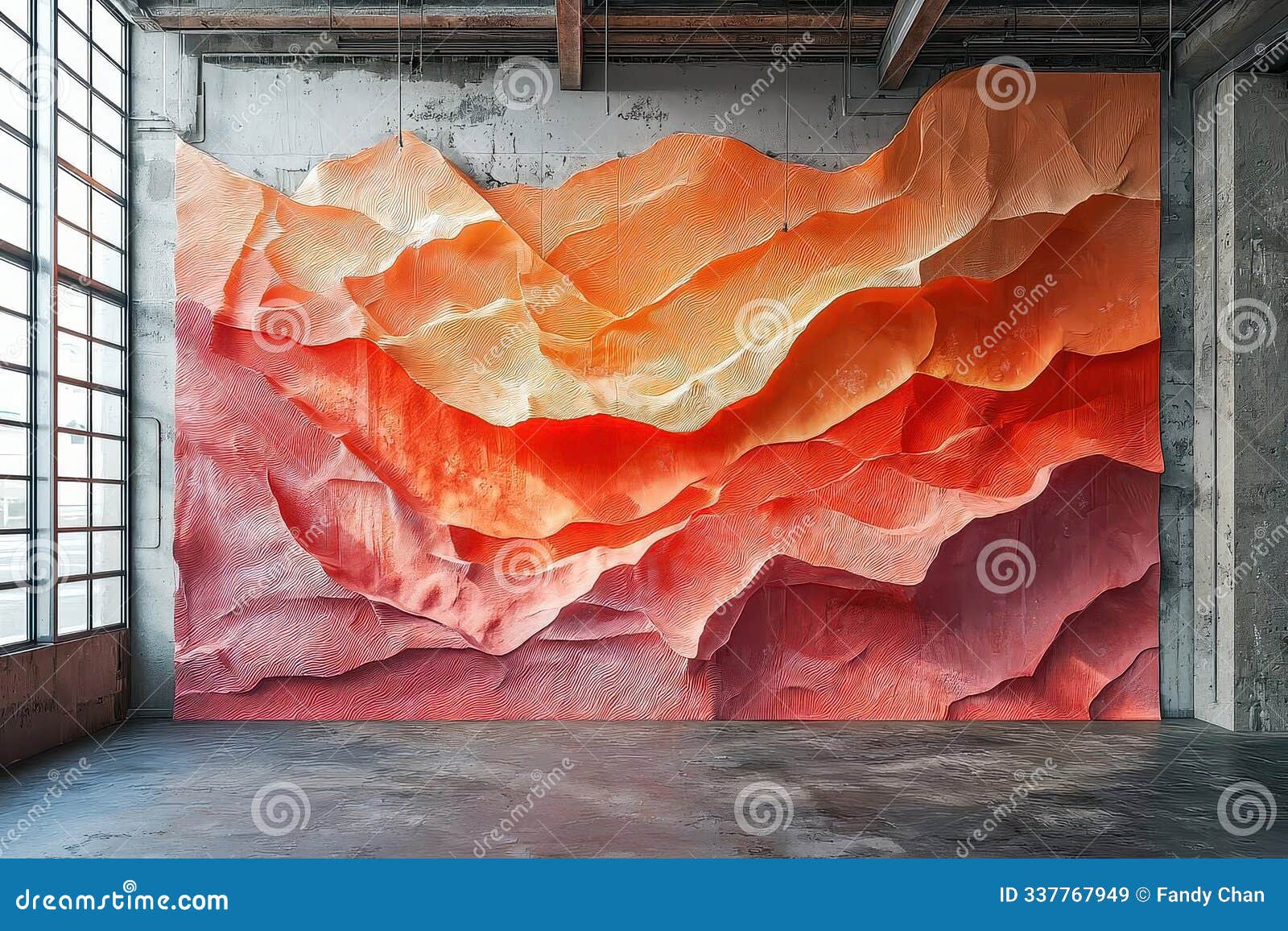 Abstract Mountain Wall Art Installation in Industrial Space - Modern ...