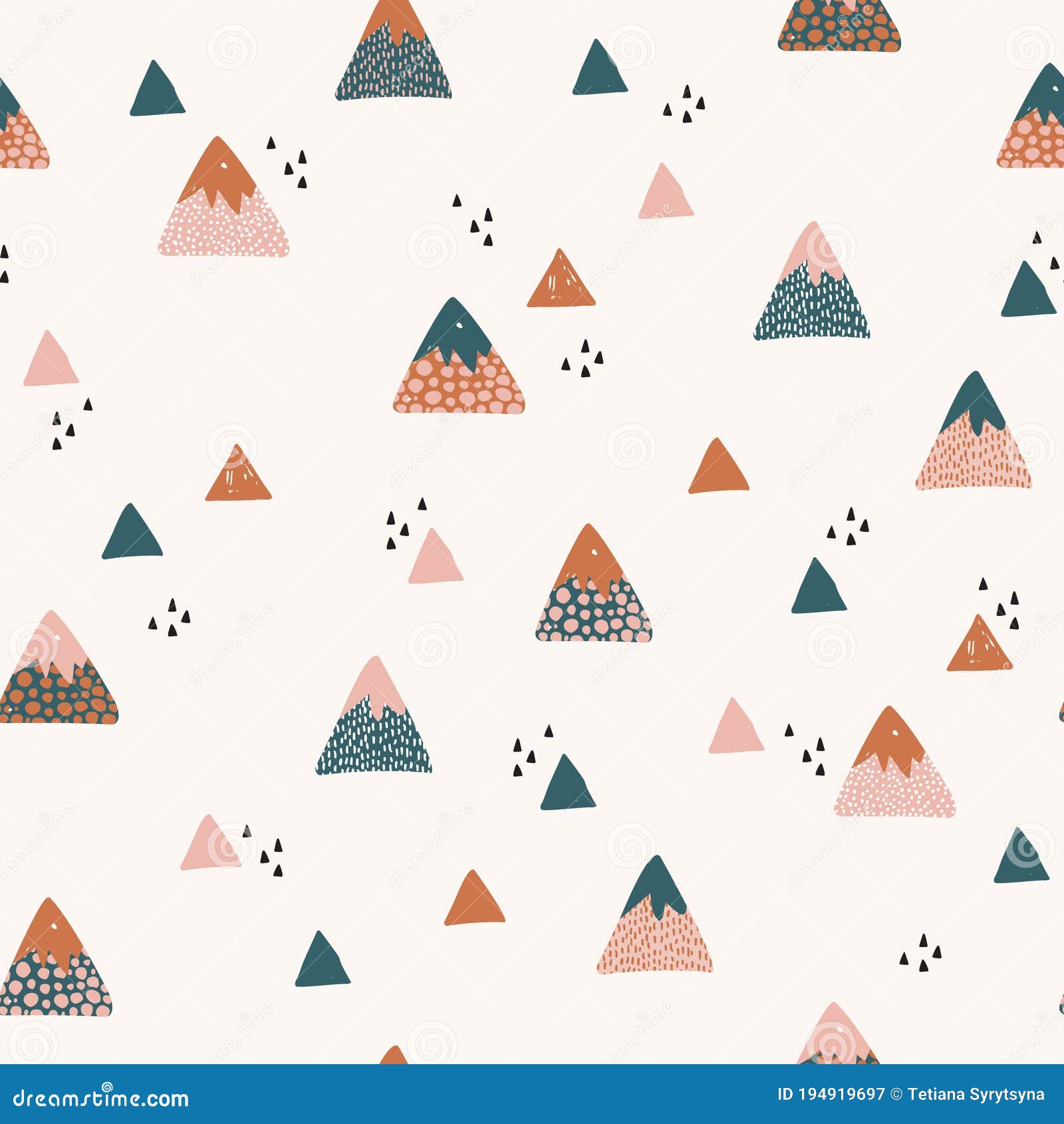 Abstract Mountains Seamless Pattern. Cute Geometric and Doodle Mountain ...