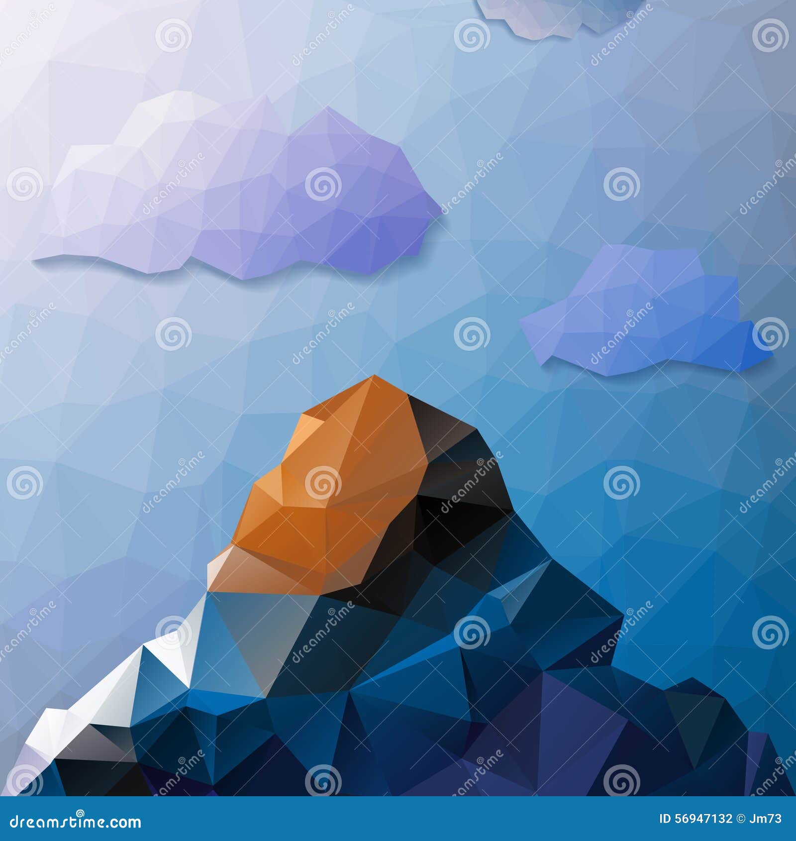 Abstract Mountains and Sky with Clouds in Triangle Design Stock Vector ...