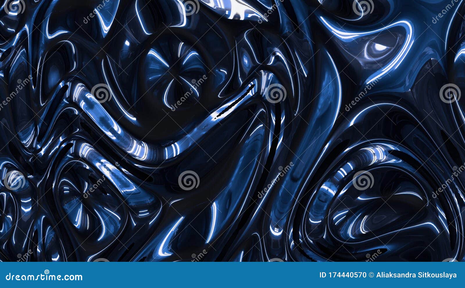 Abstract Moving Holographic Waves with Blue Iridescent Foil Texture ...