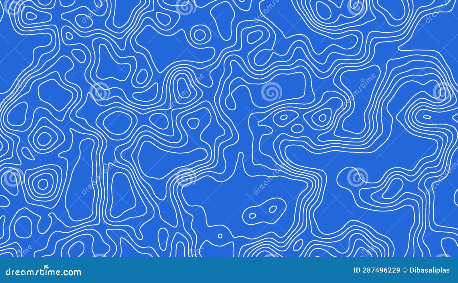 Abstract Moving White Lines on a Blue Background. Topographic Map ...