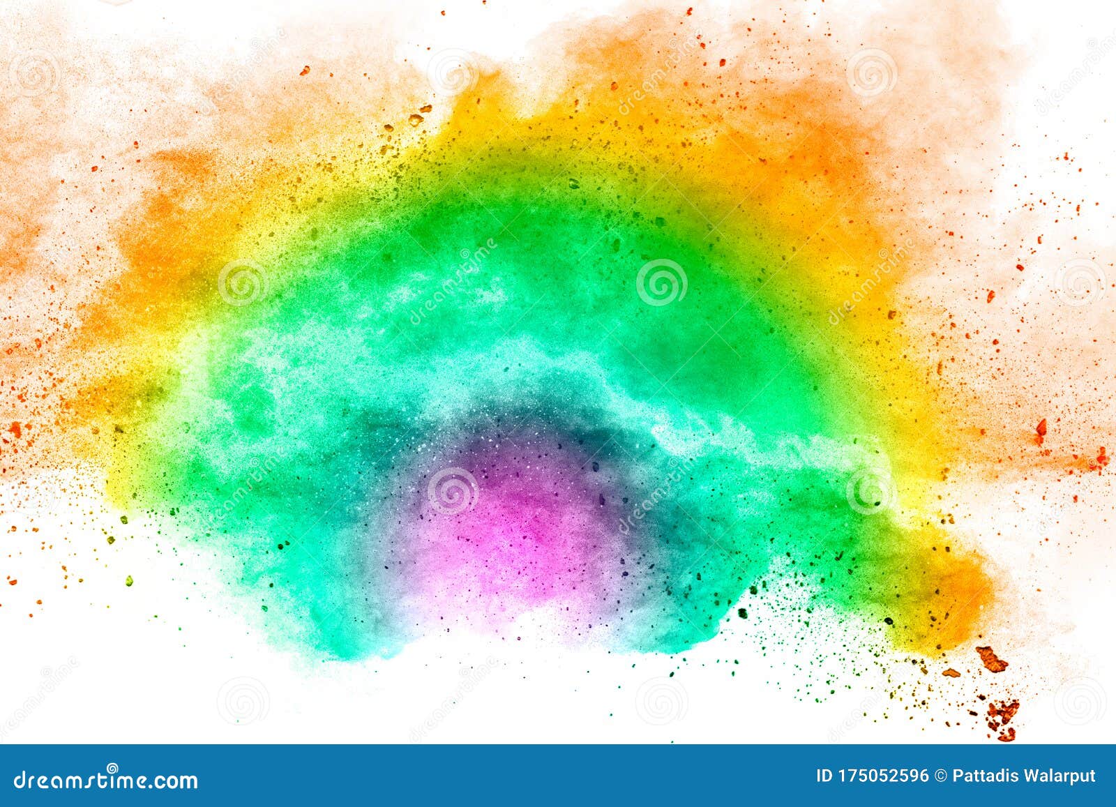Abstract Multi Color Powder Explosion on White Background.Freeze Motion ...
