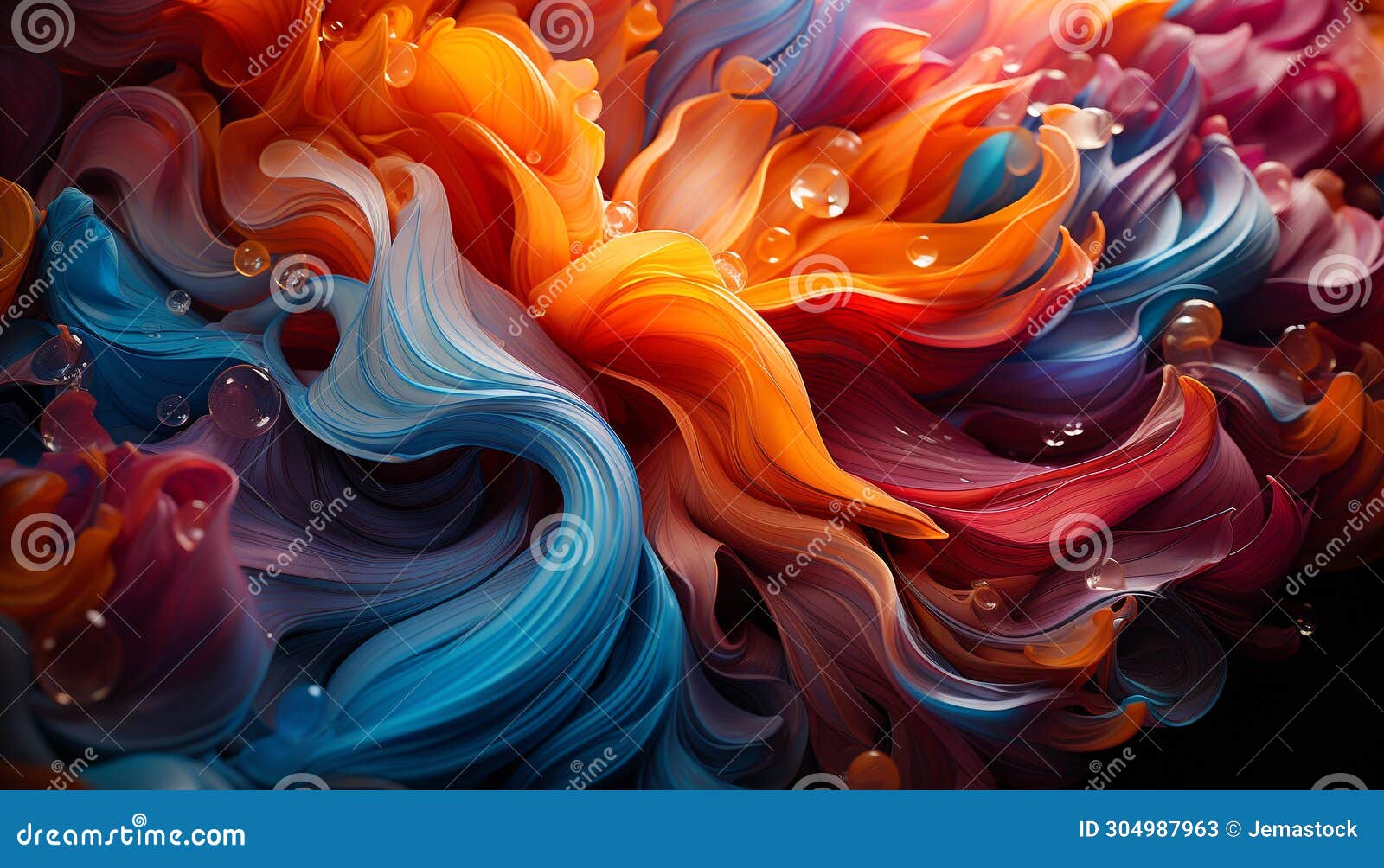 Abstract Multi Colored Backdrop, Vibrant Liquid Wave Painting Generated ...