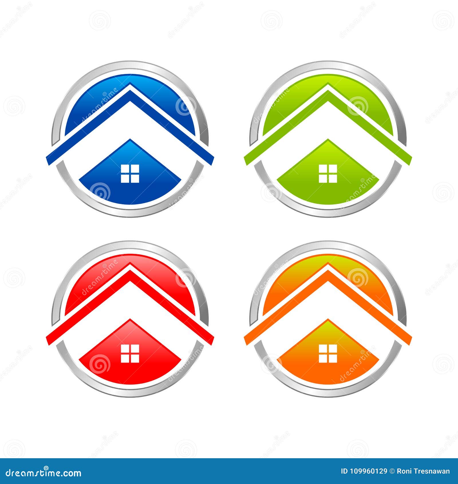 Abstract Multi Colored Home Circle Icon Set Stock Vector - Illustration ...