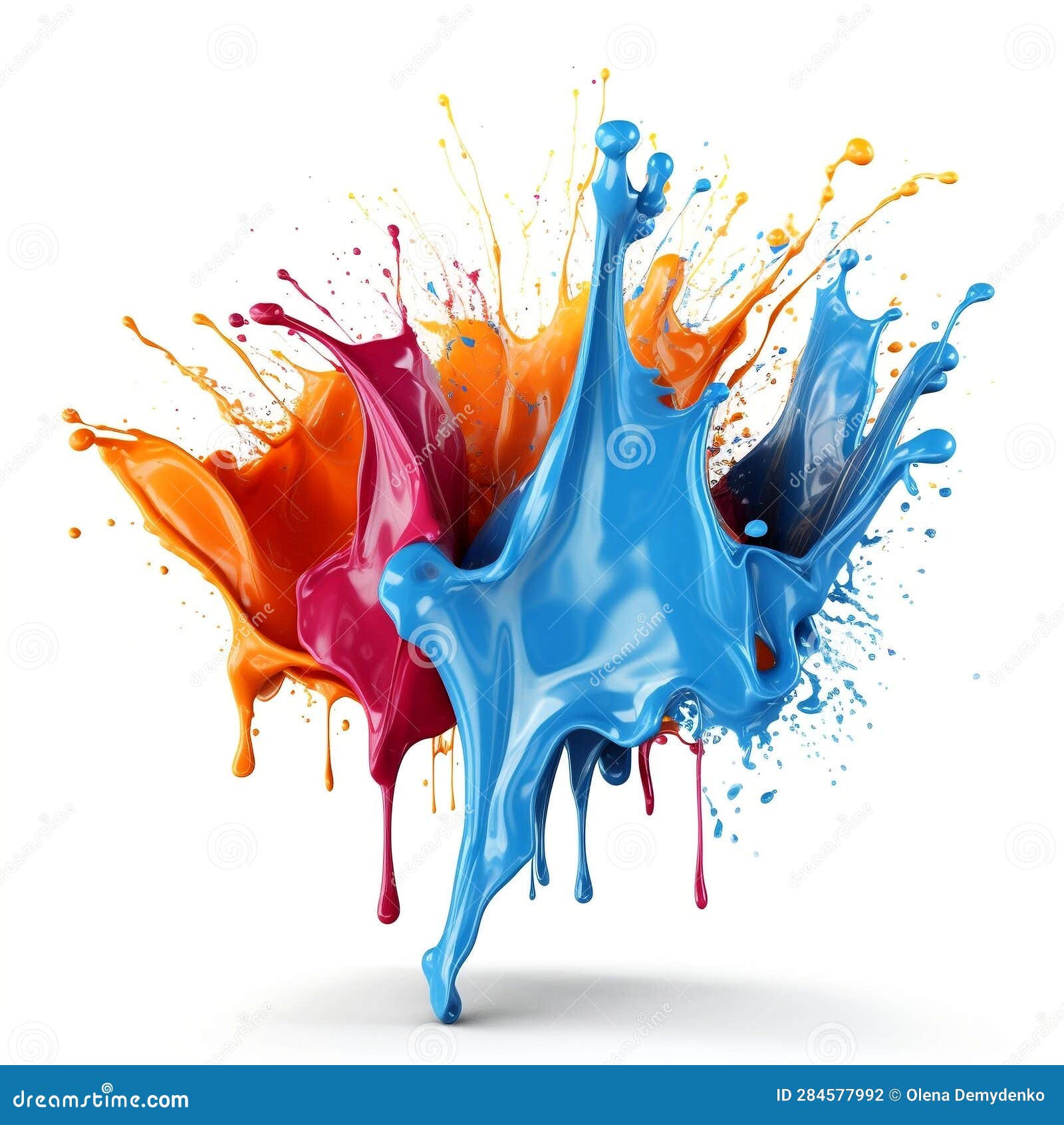 Abstract Multi-colored Ink Stain on a White Background. Generative AI ...