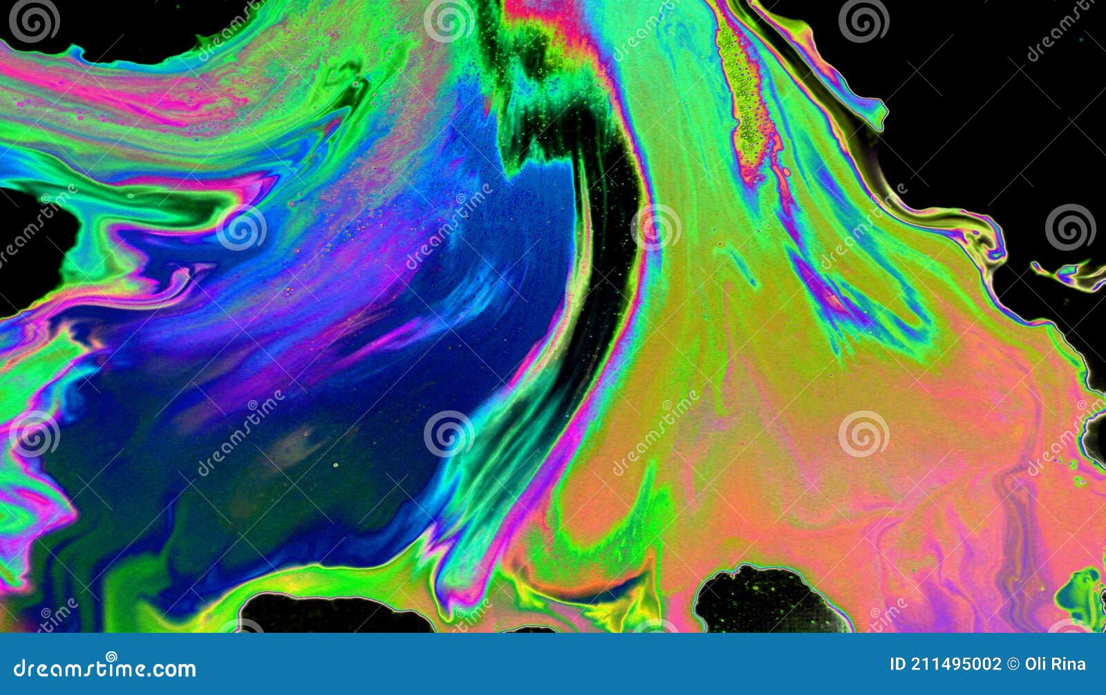 Abstract Multi-colored Marble Background. Acrylic Paint Flows Freely ...