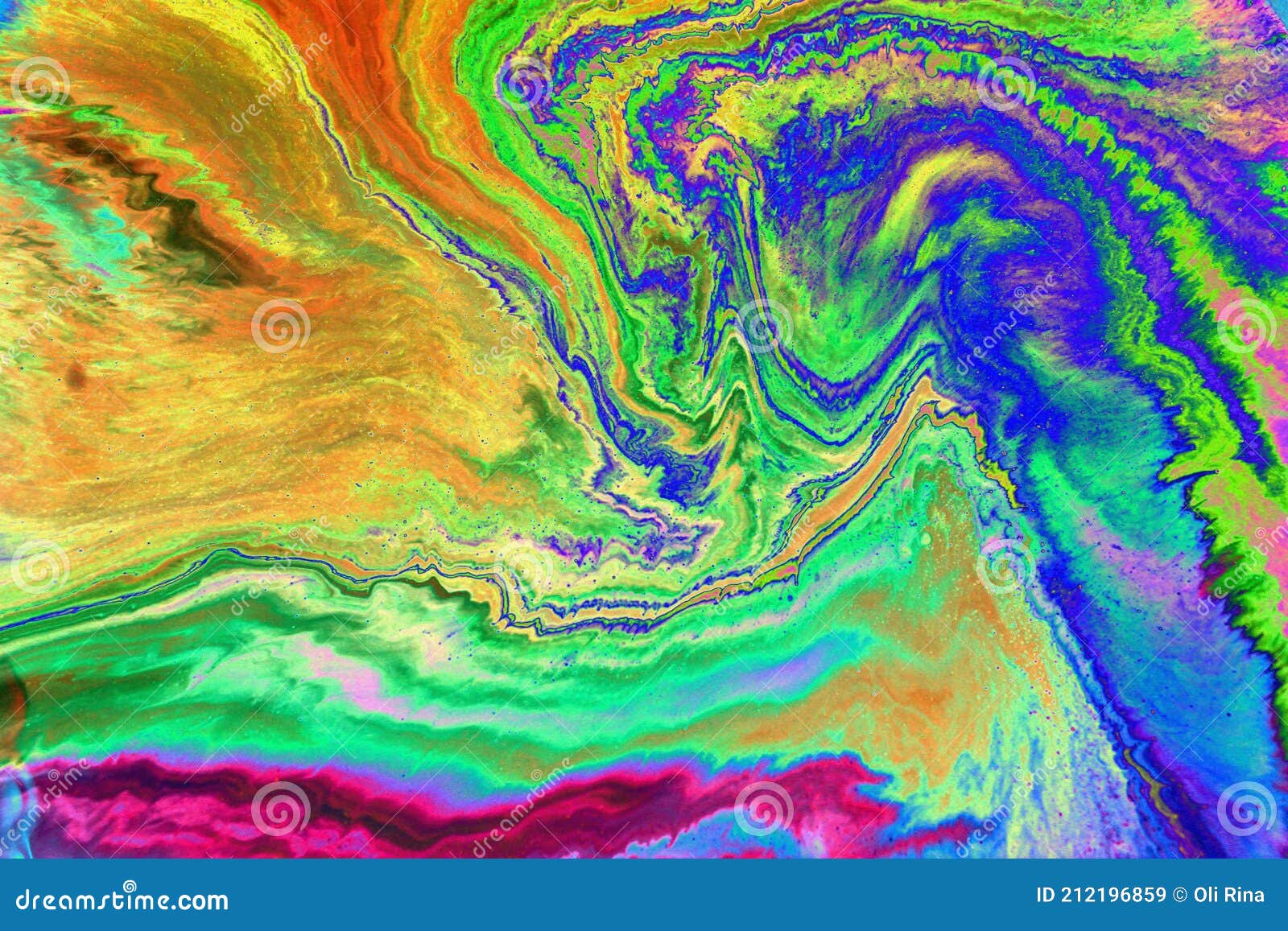 Abstract Multi-colored Marble Background. Acrylic Paint Flows Freely ...