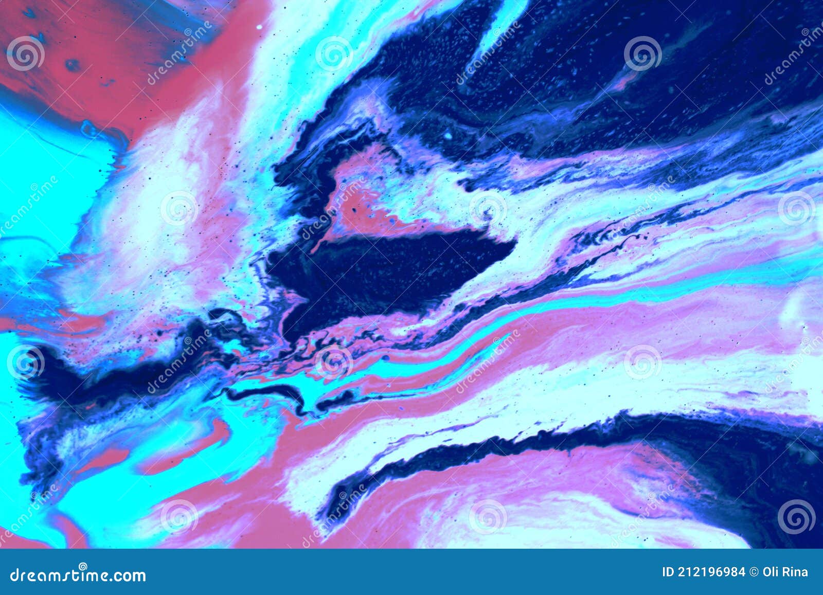 Abstract Multi-colored Marble Background. Acrylic Paint Flows Freely ...