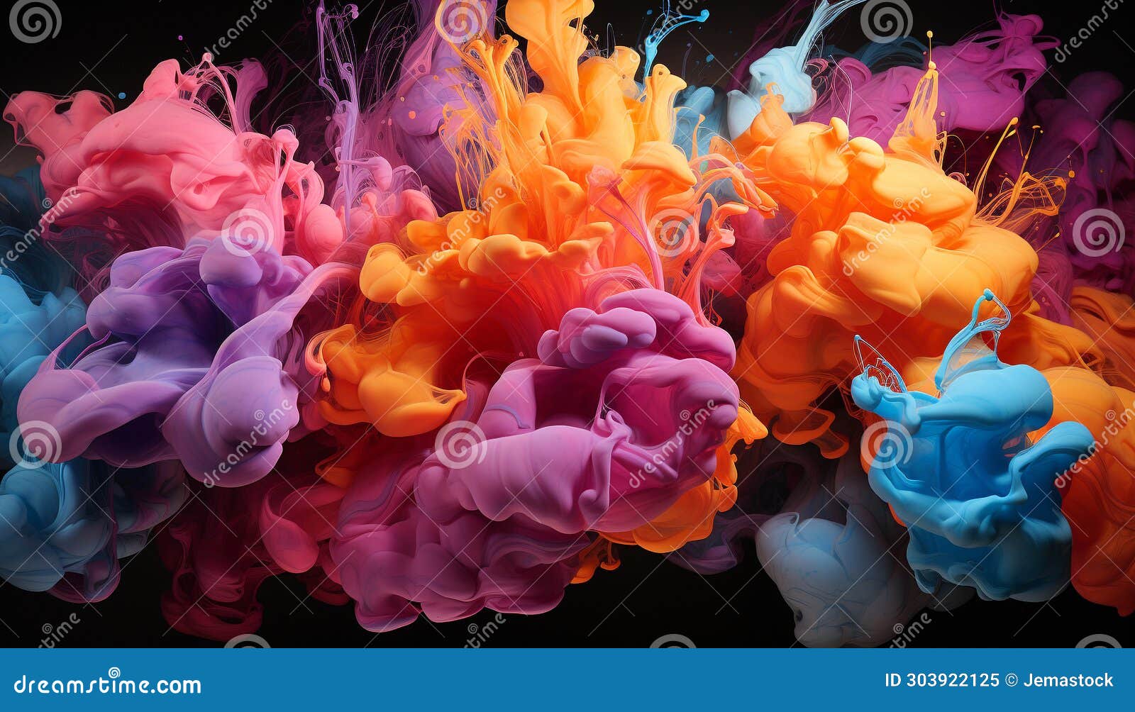 Abstract Multi Colored Paint in Motion Creates Vibrant Underwater ...