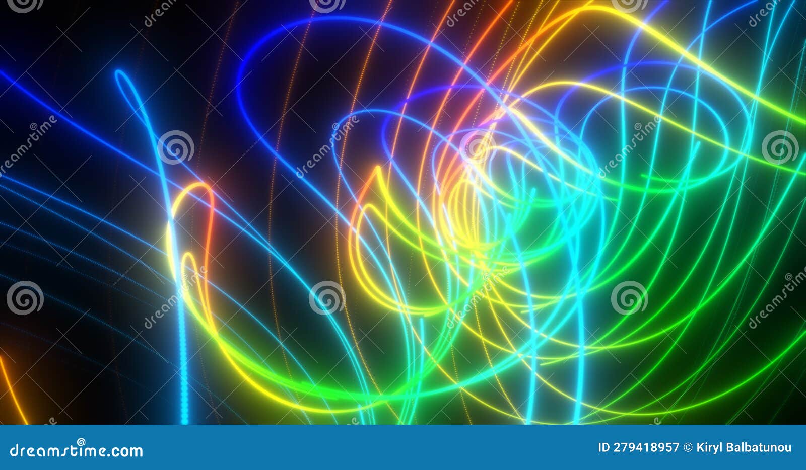 Abstract Multi-colored Rainbow Neon Energy Laser Lines Flying on a ...
