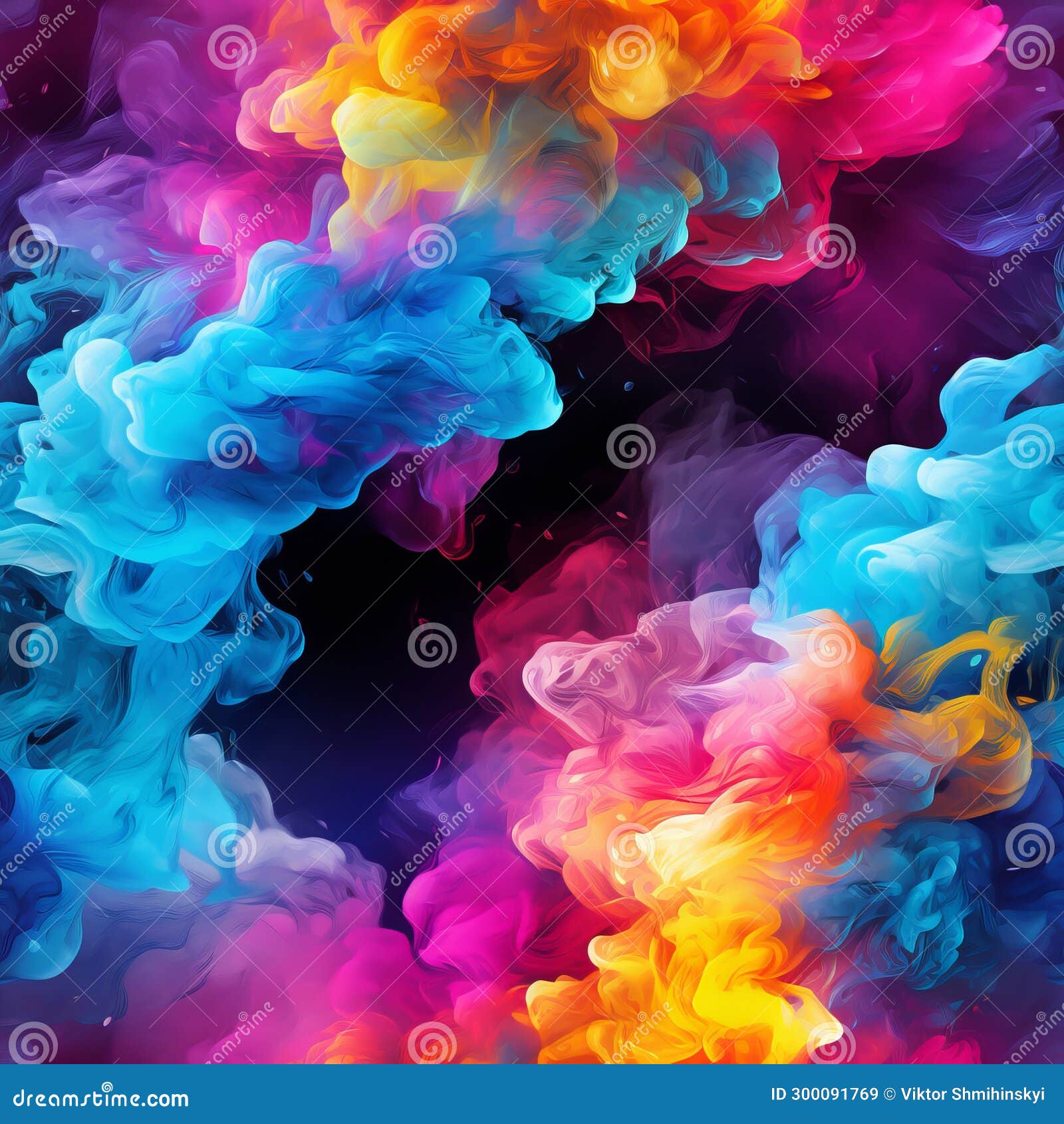 Abstract Multi-colored Smoke on a Black Background Stock Illustration ...